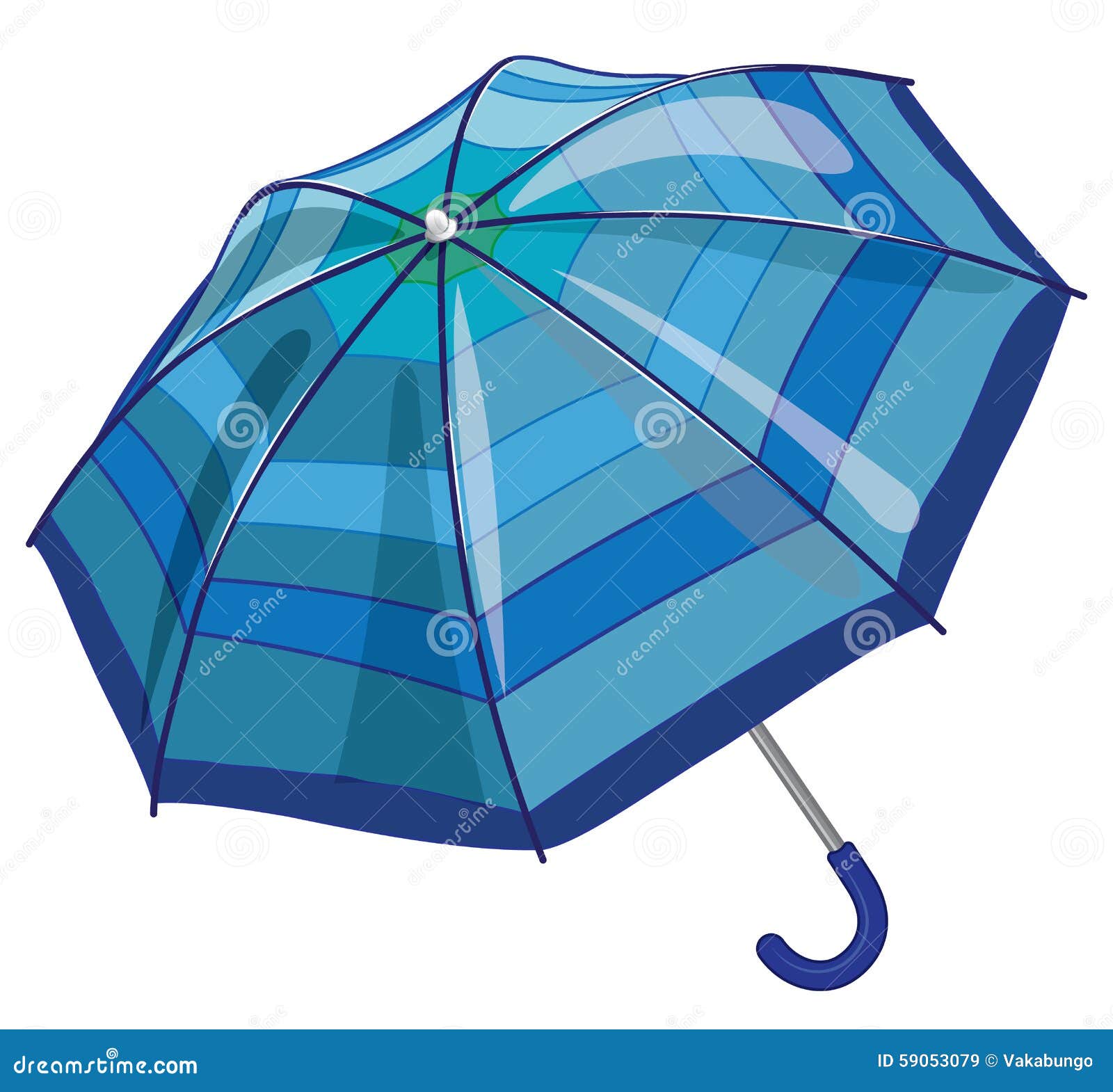 Big Blue Sun Parasol Umbrella Against Rain Stock Vector - Illustration ...