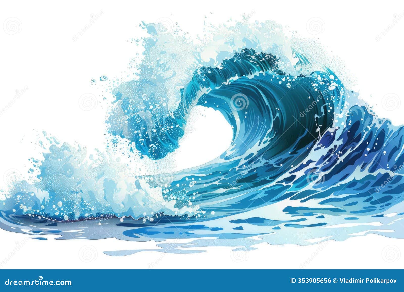 A Big Blue Wave on a White Background. Perfect for Design Projects ...
