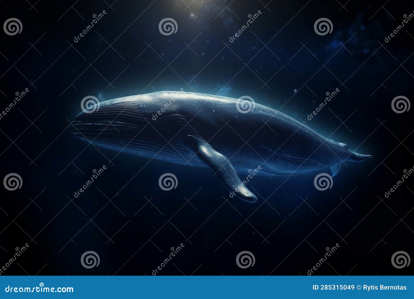 Big Blue Whale Floating in Space Background. Generative AI Stock ...
