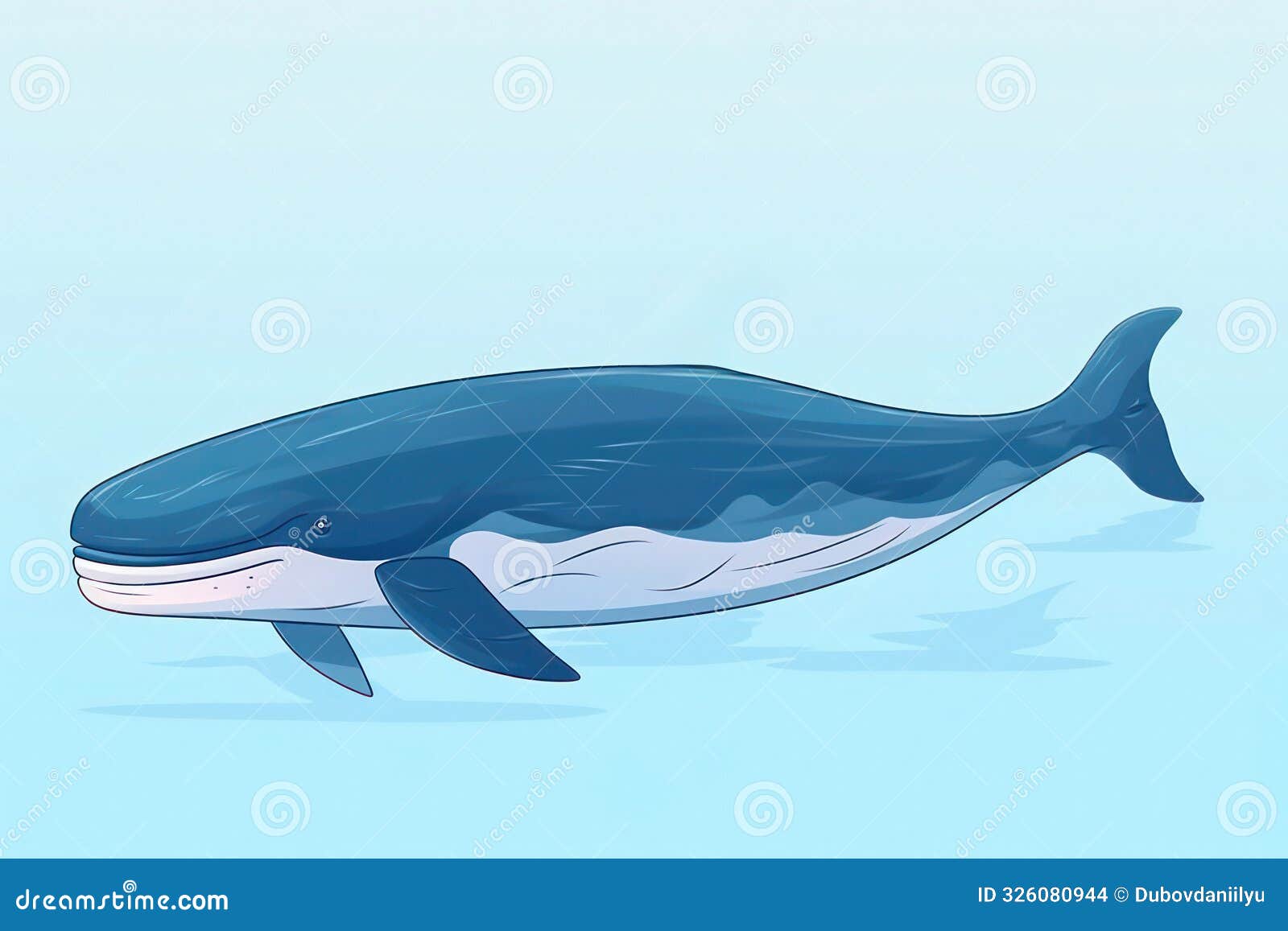 Big Blue Whale in Water, Flat Illustration Stock Illustration ...