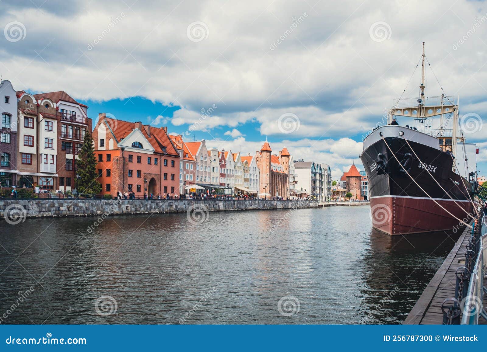 Big Boat on the River Wisla, in the Middle of Gdansk, Poland Editorial ...