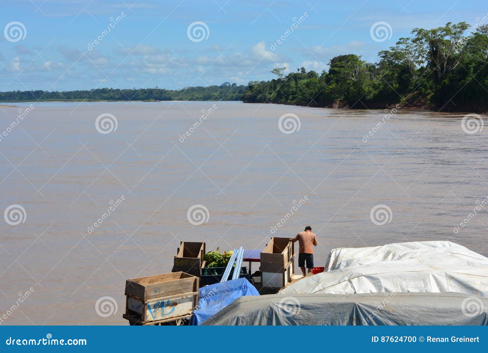 Big Boat Sailing on the Amazon River, Peru Editorial Image - Image of ...