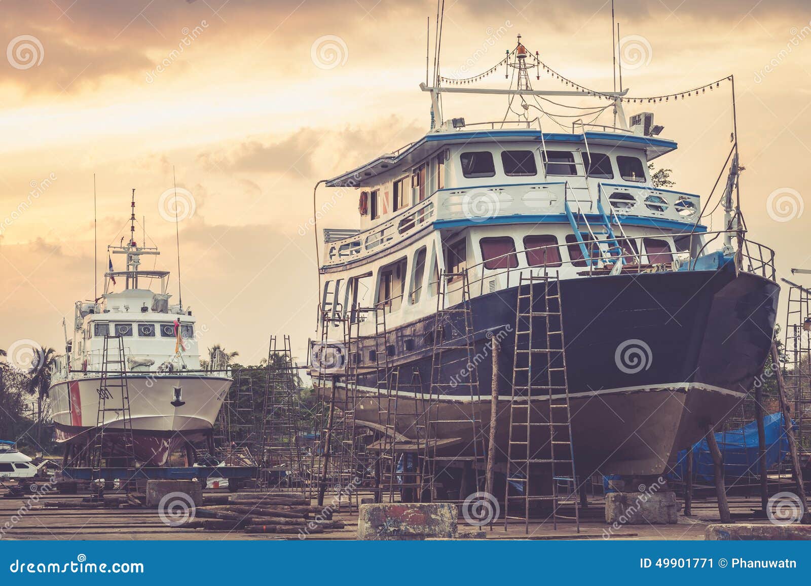 Big boat under repair stock image. Image of ship, commercial - 49901771