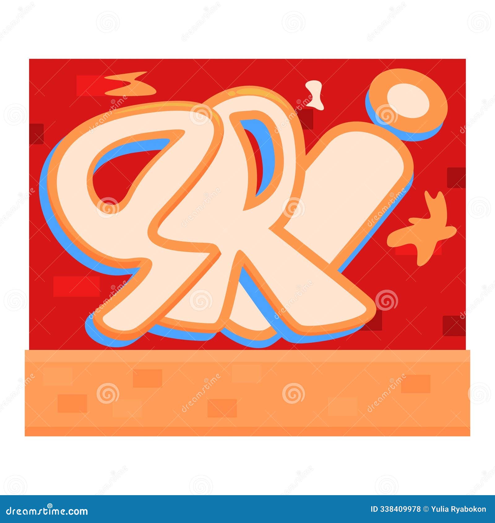 Big Bold Graffiti Letters on Brick Wall Mural Stock Illustration ...