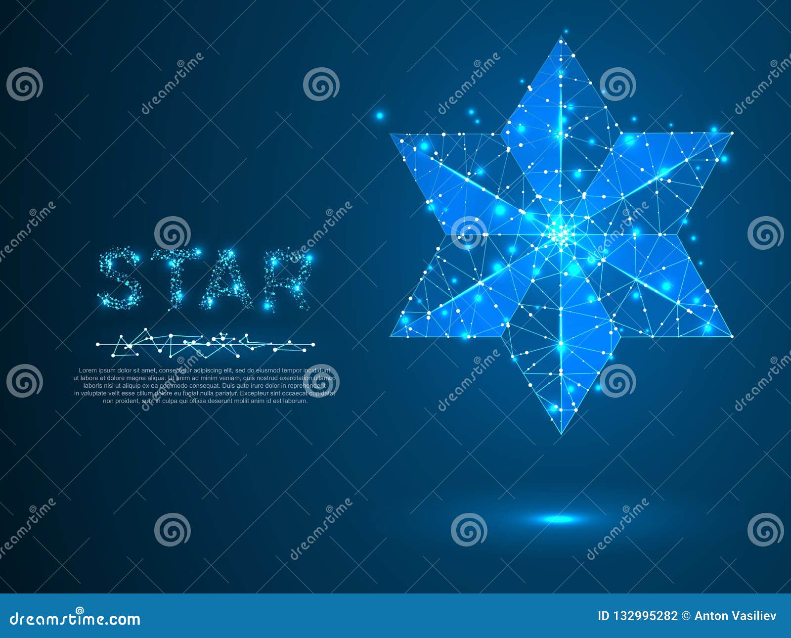 Big, Bold Volumetric Star with Six Rays. Polygonal Space Low Poly with ...