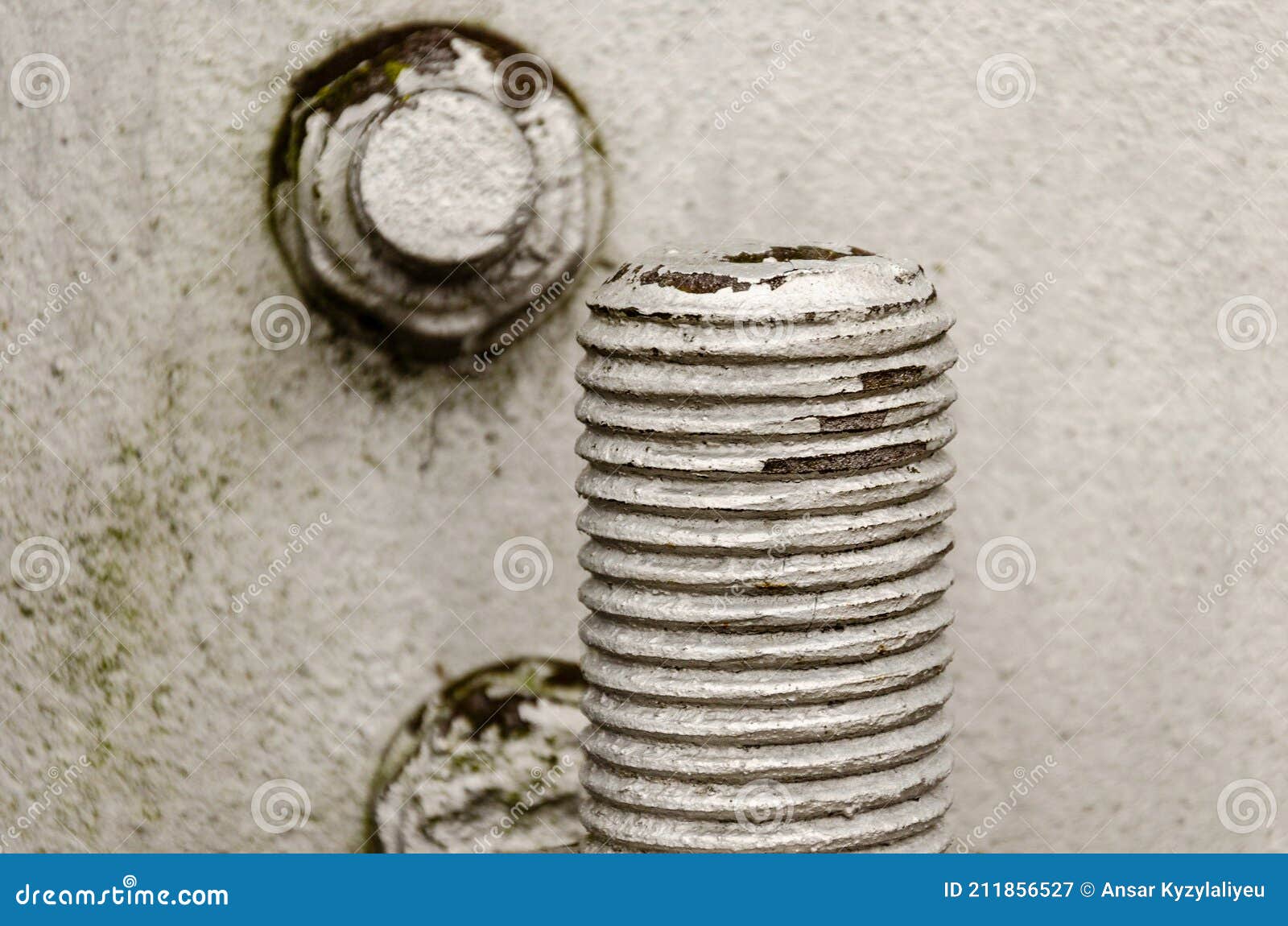 Big Bolt and Nut Closeup. Metal Construction and Threaded Connection ...