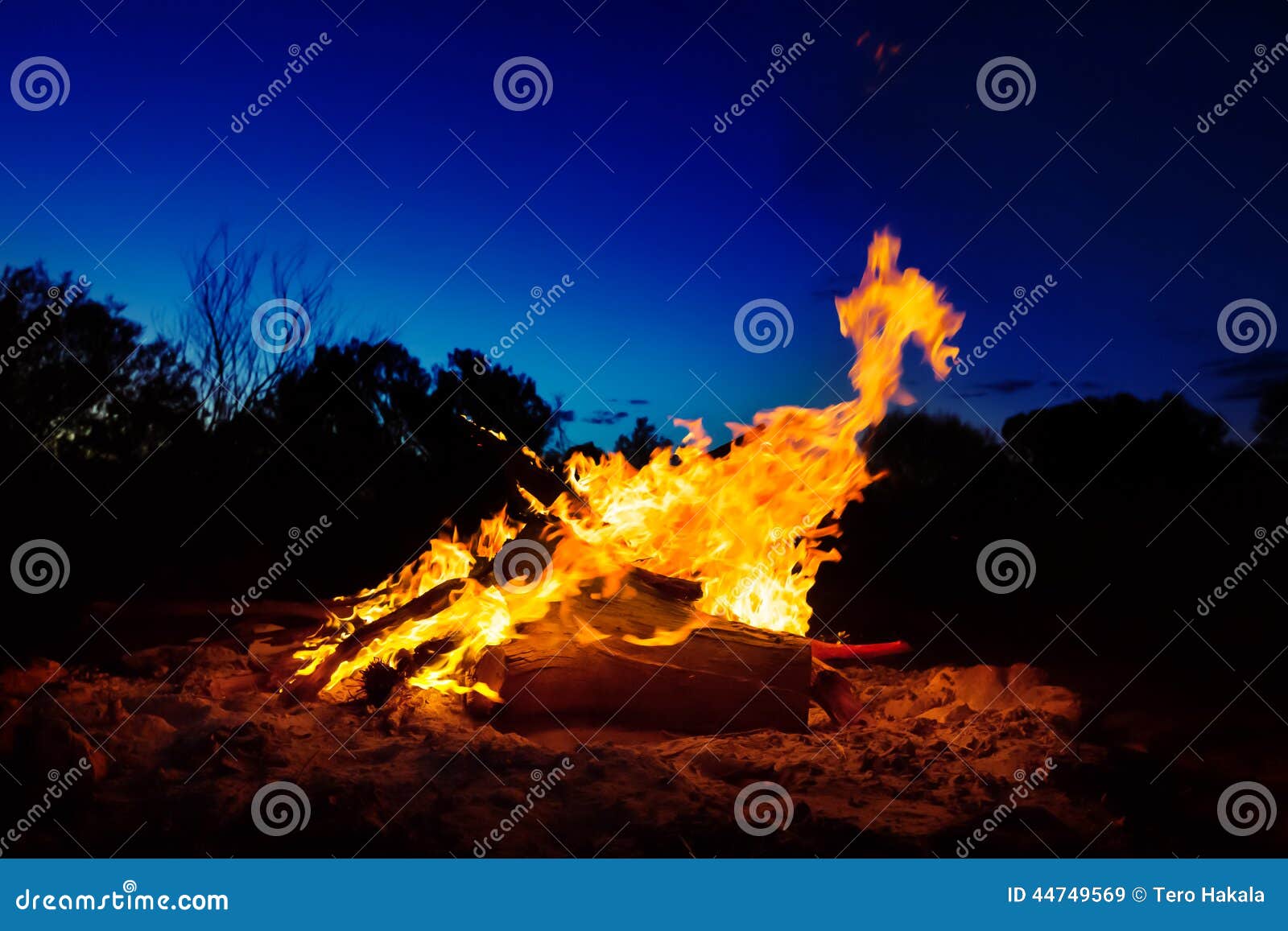 Big Bonfire Against Night Sky in Australian Outback Stock Image - Image ...
