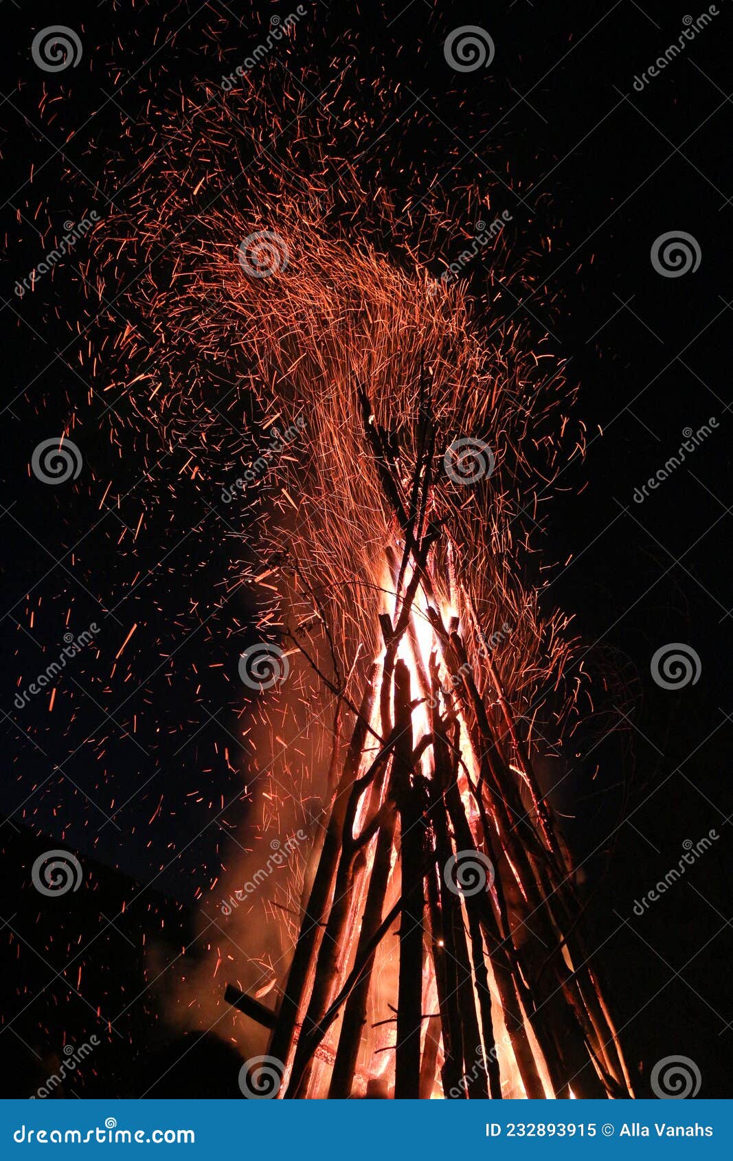 Big bonfire stock image. Image of night, firewood, flame - 232893915