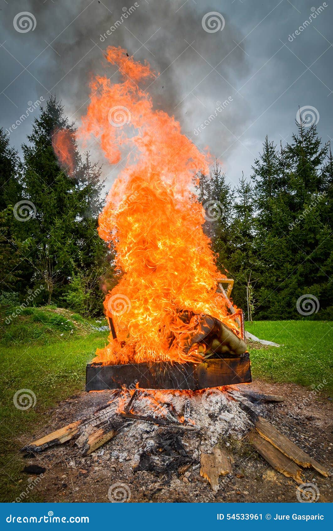 Big bonfire in the nature stock image. Image of nature - 54533961