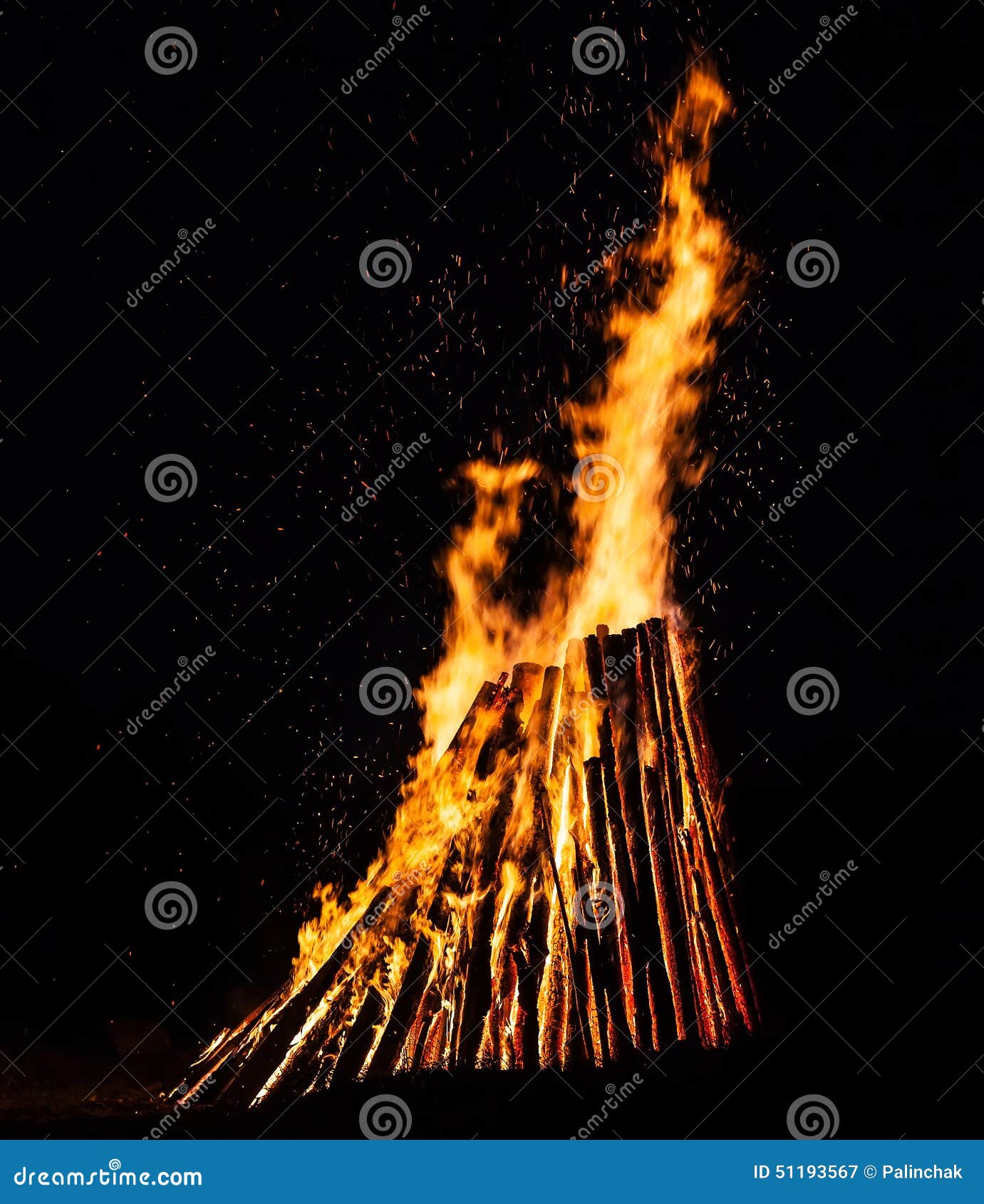 Big bonfire at night stock image. Image of flame, bonfire - 51193567