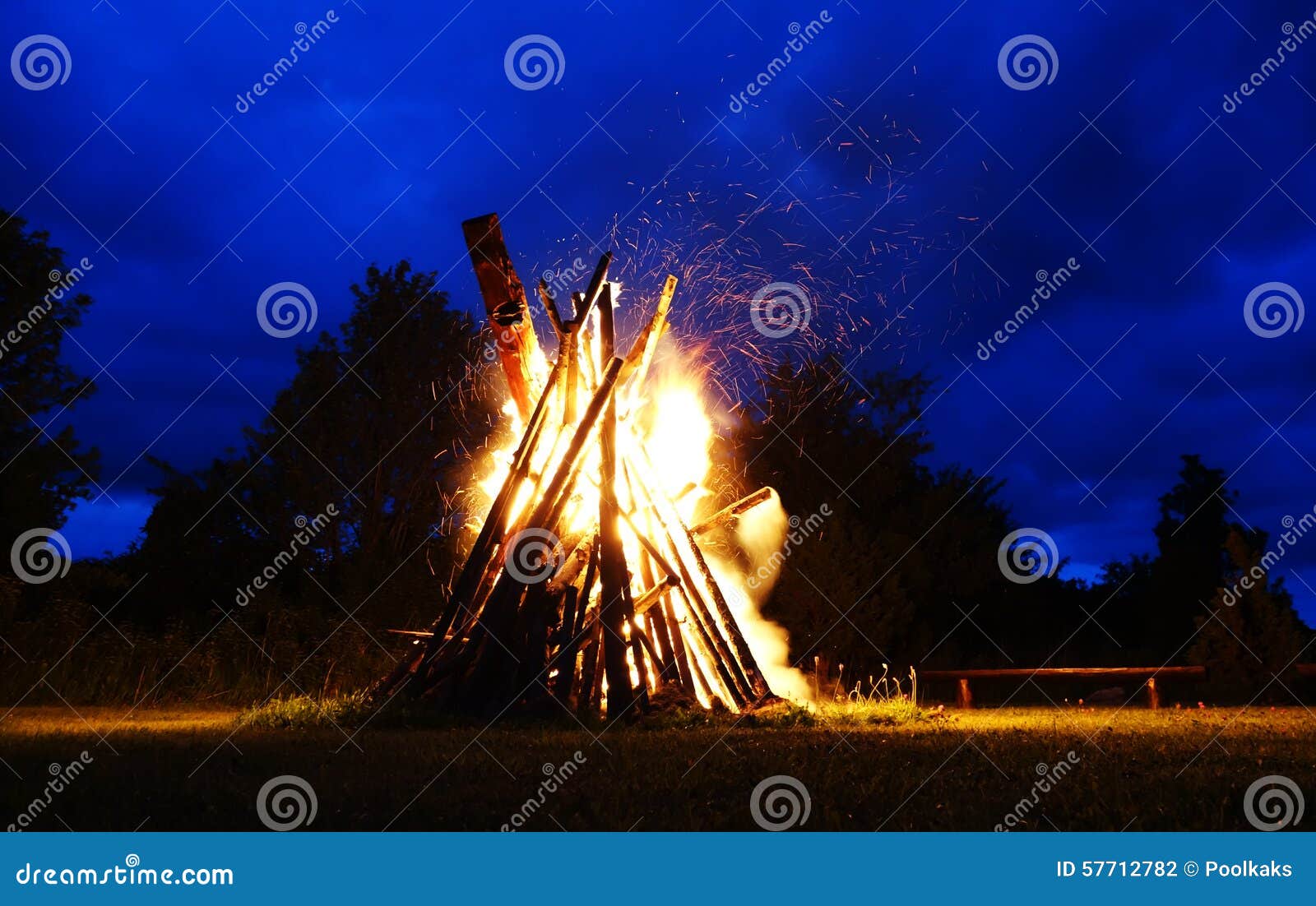 Big bonfire stock photo. Image of dark, camp, sparks - 57712782