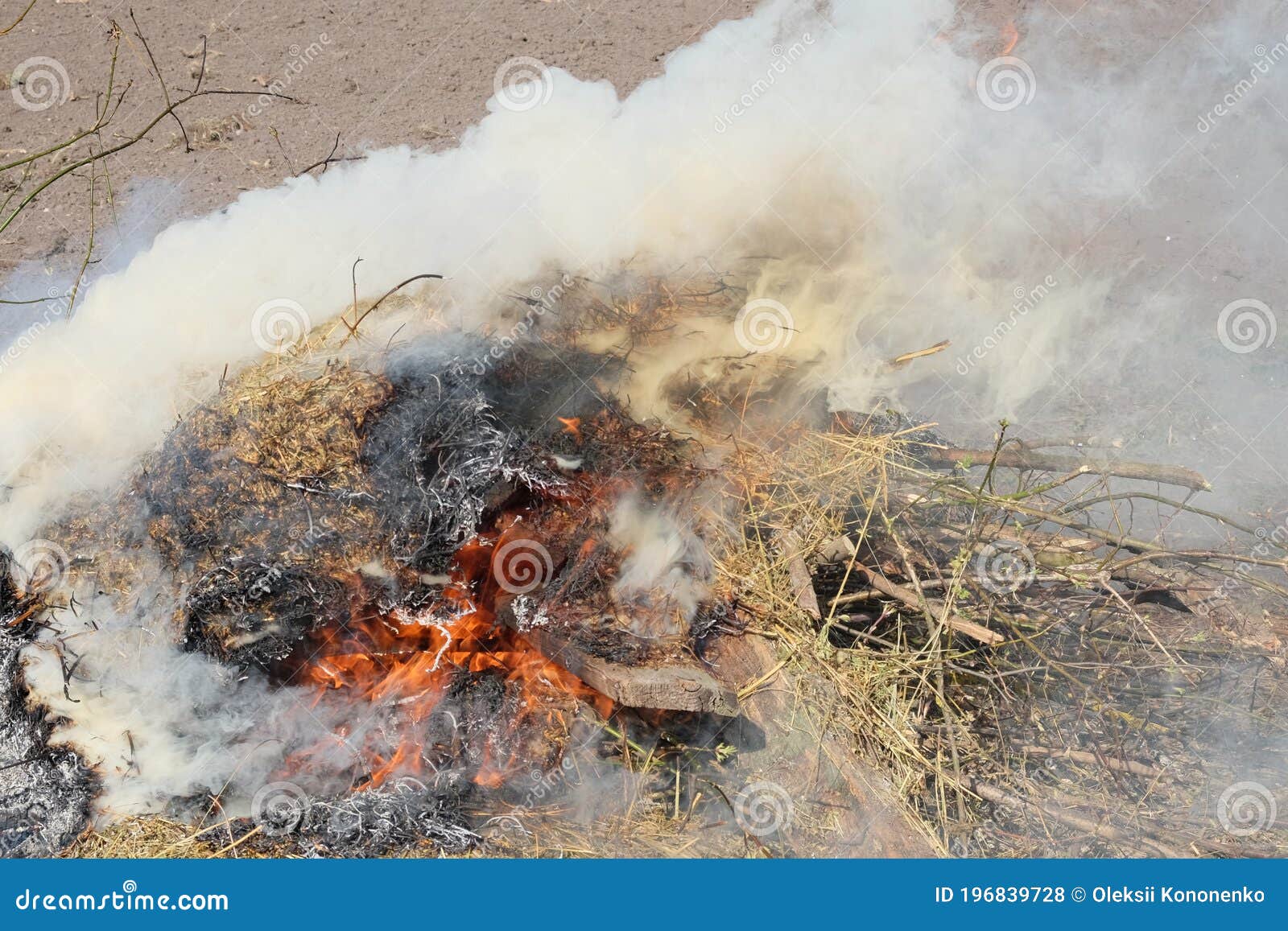 Big Bonfire in the Open Air. a Pile of Ash from Burnt Boards and ...