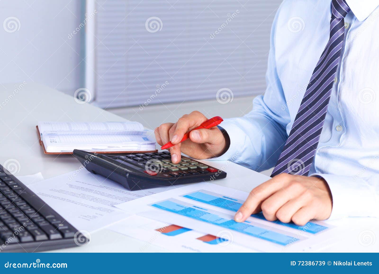 Big Boss Checks Calculations on a Calculator Stock Image - Image of ...