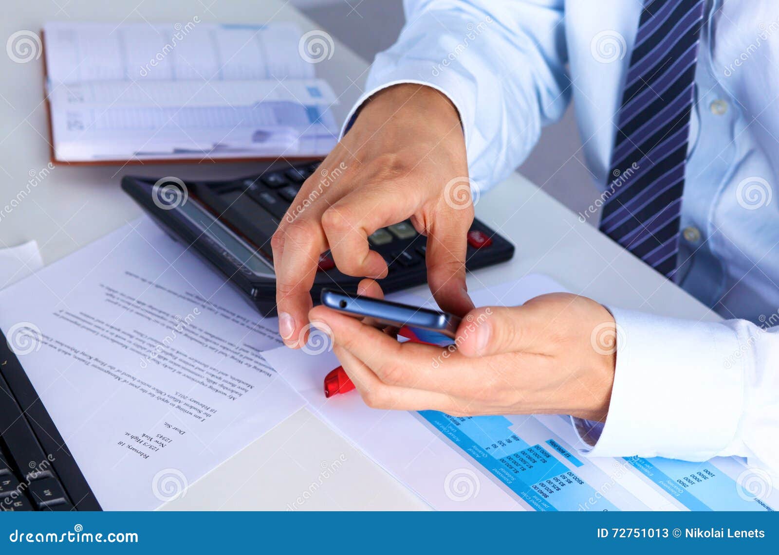 Big Boss Checks Calculations on a Calculator Stock Image - Image of ...