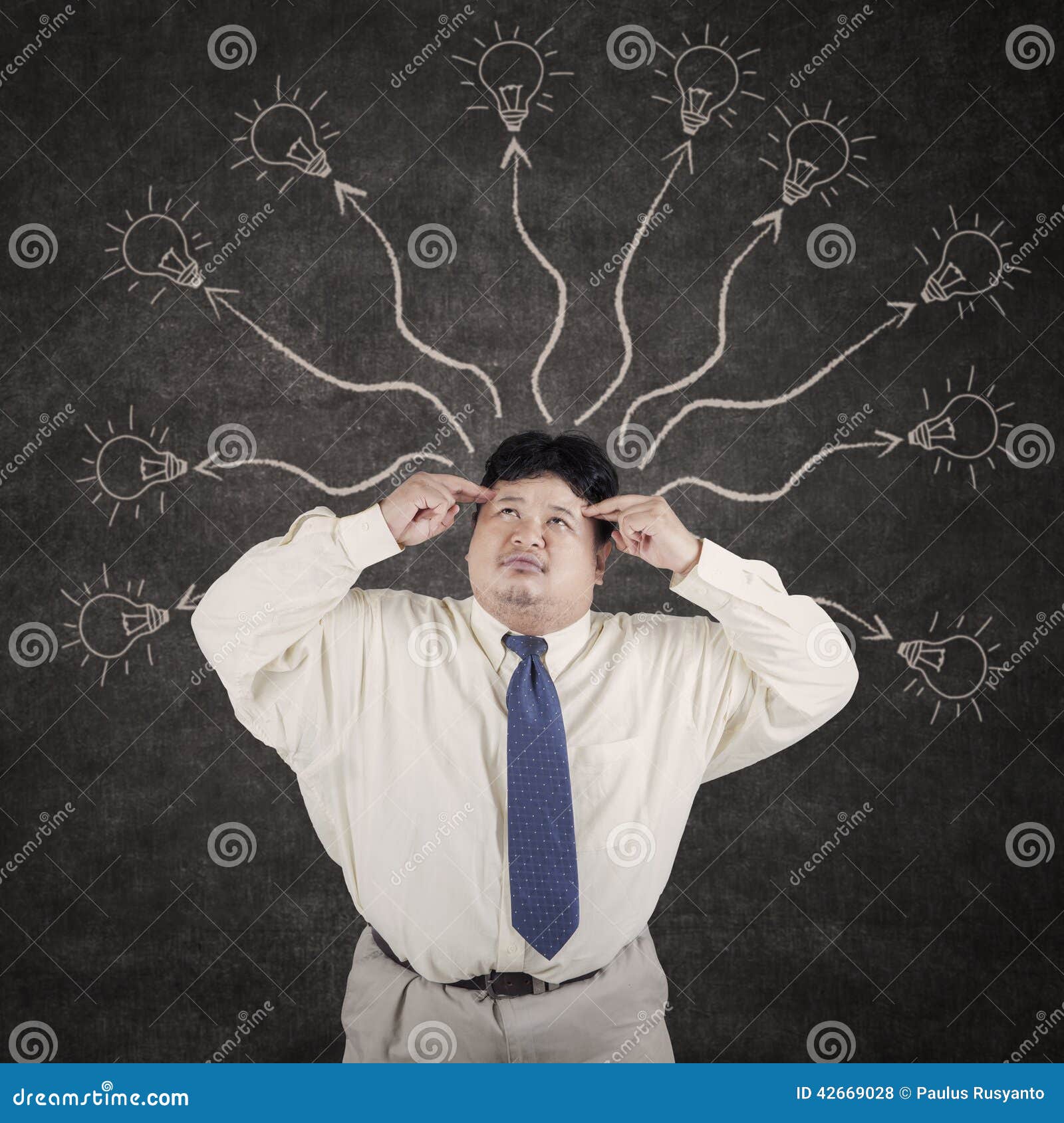 Big Boss Thinking Many Ideas Stock Photo - Image of lightbulb, arrow ...