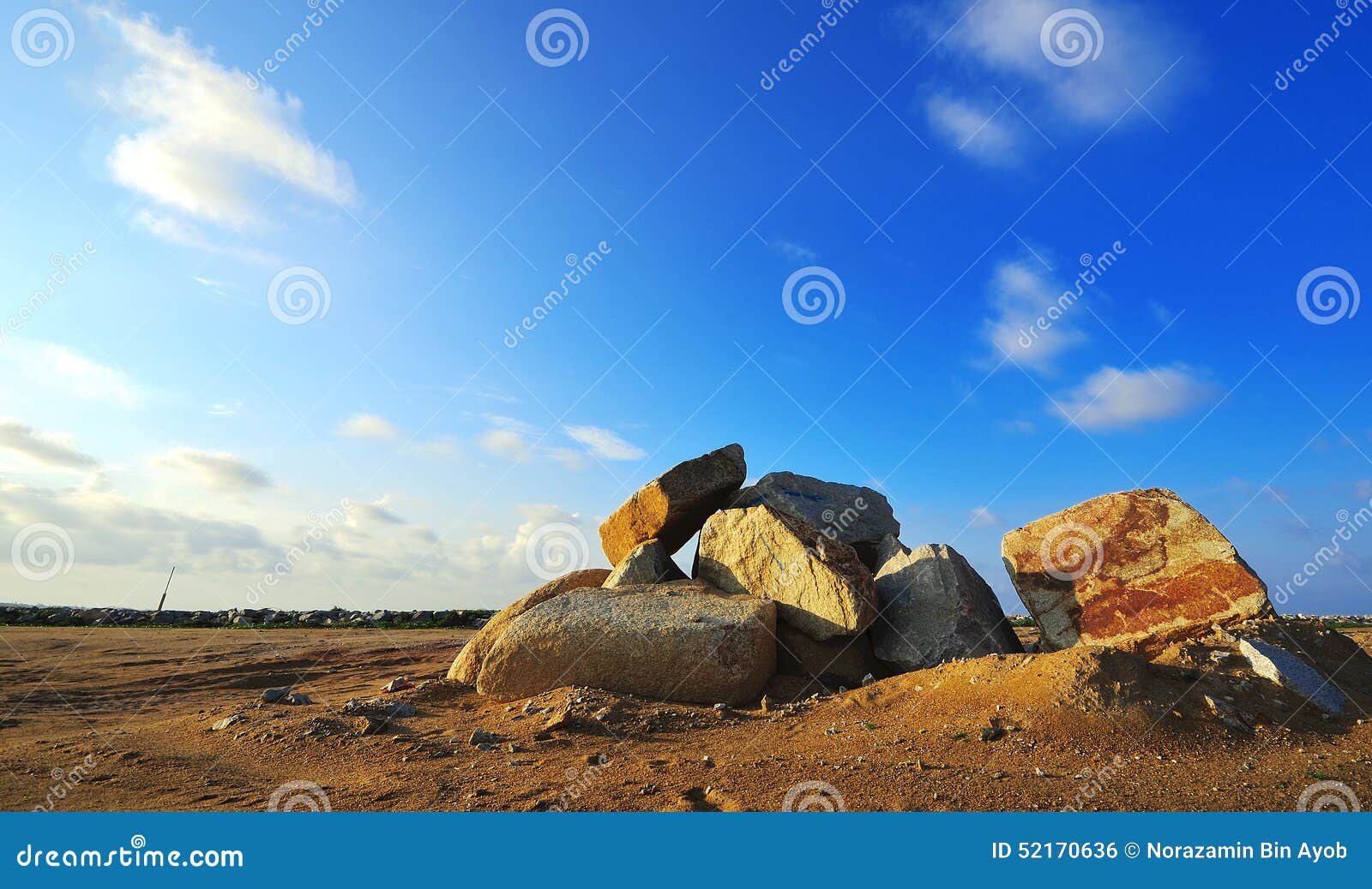 Big Boulder Stone with Sky Blue Background Stock Photo - Image of ...