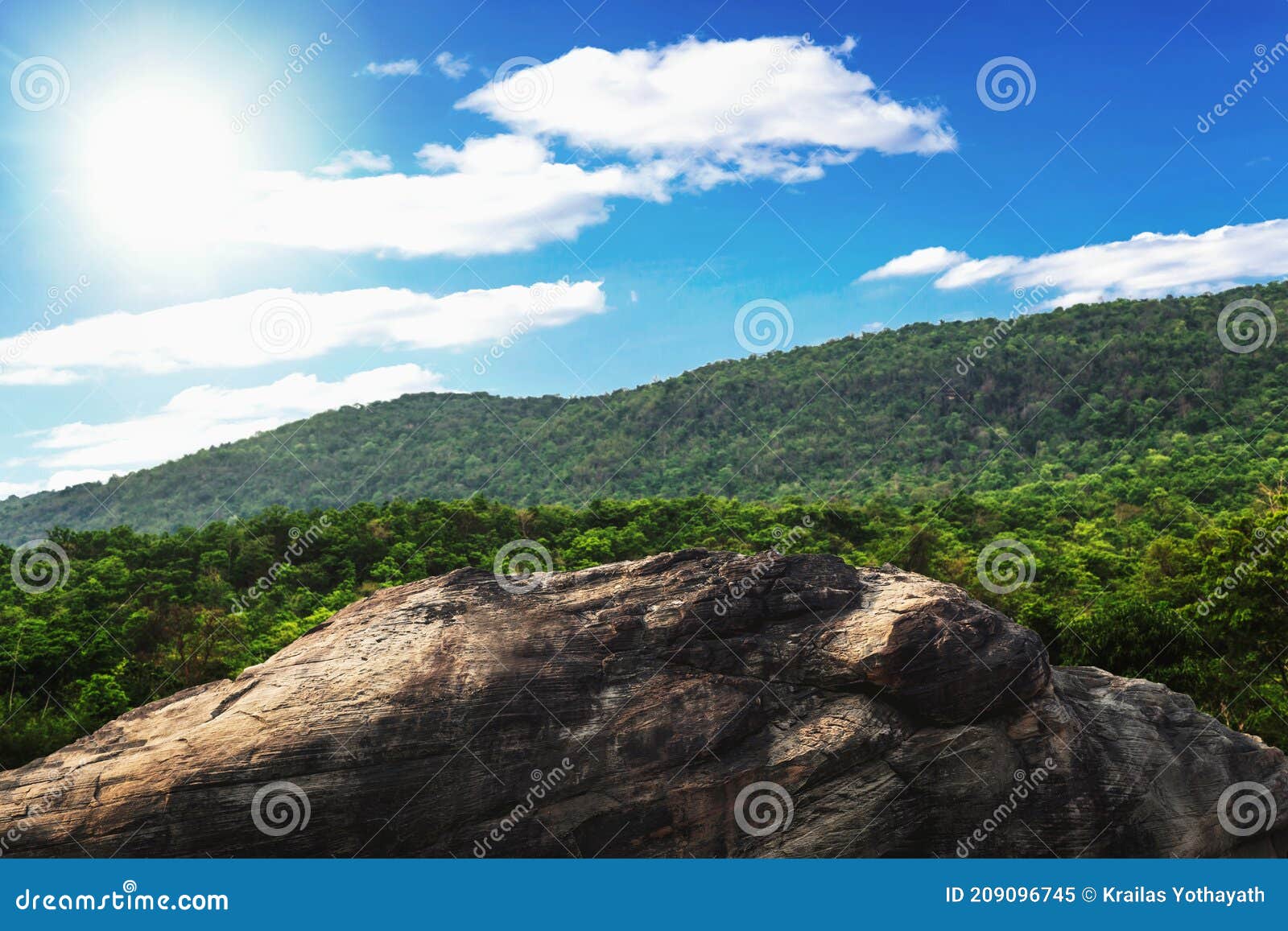 Big Boulders on the Mountain and There is a Beautiful Sky Stock Image ...