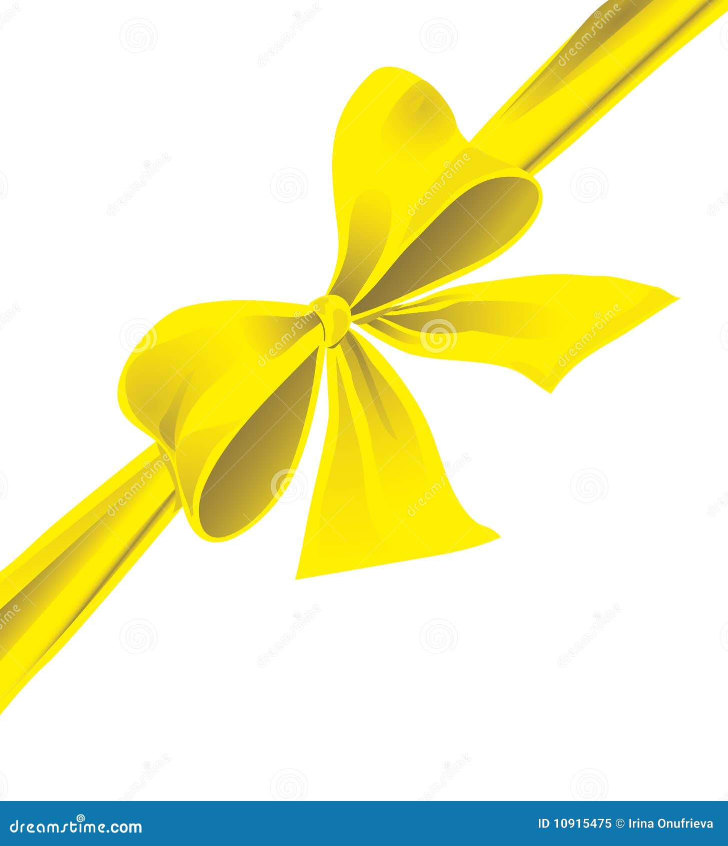 Big bow of yellow ribbon stock vector. Illustration of diagonal - 10915475