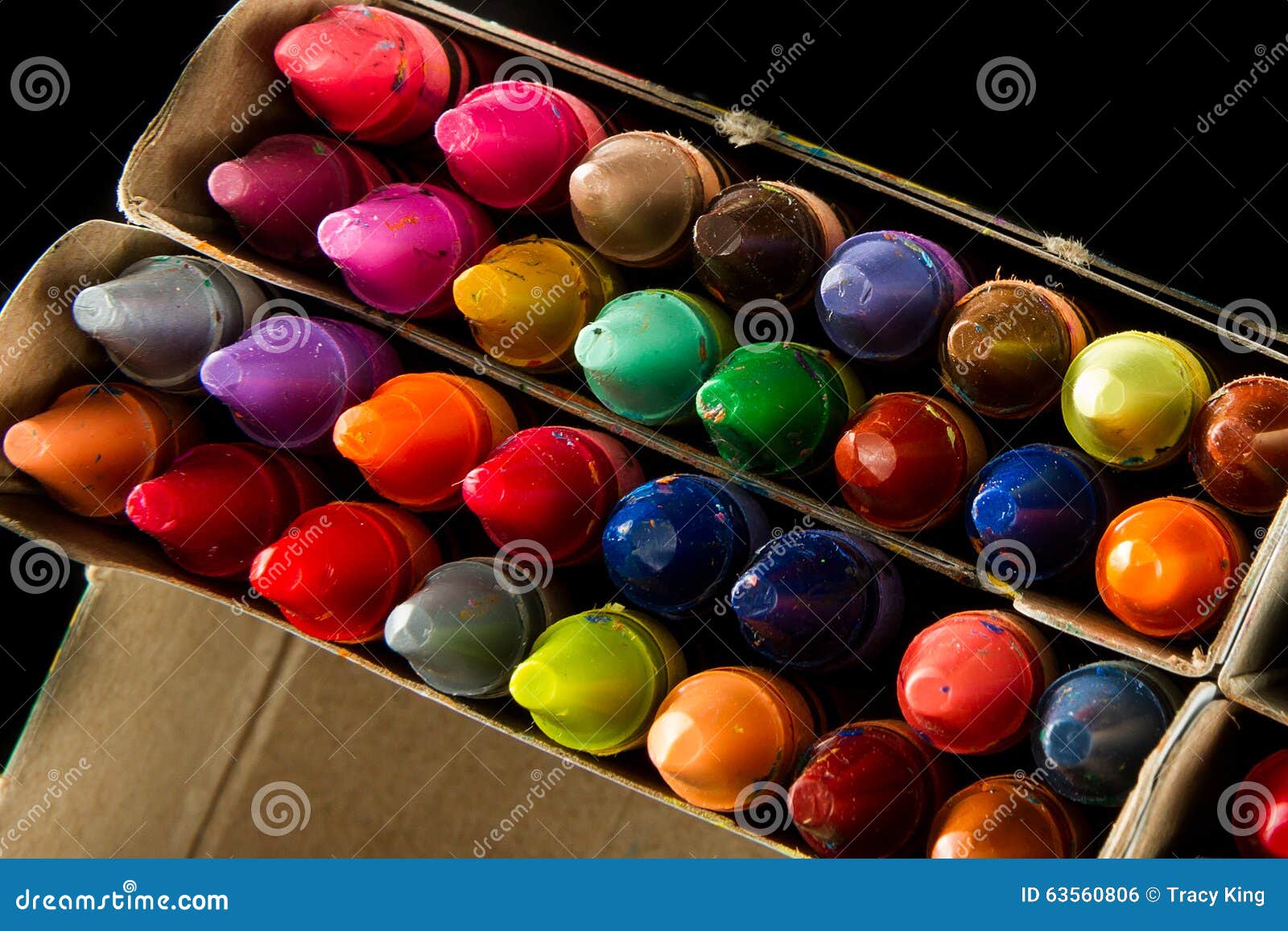 Big box of many crayons stock photo. Image of back, classroom - 63560806