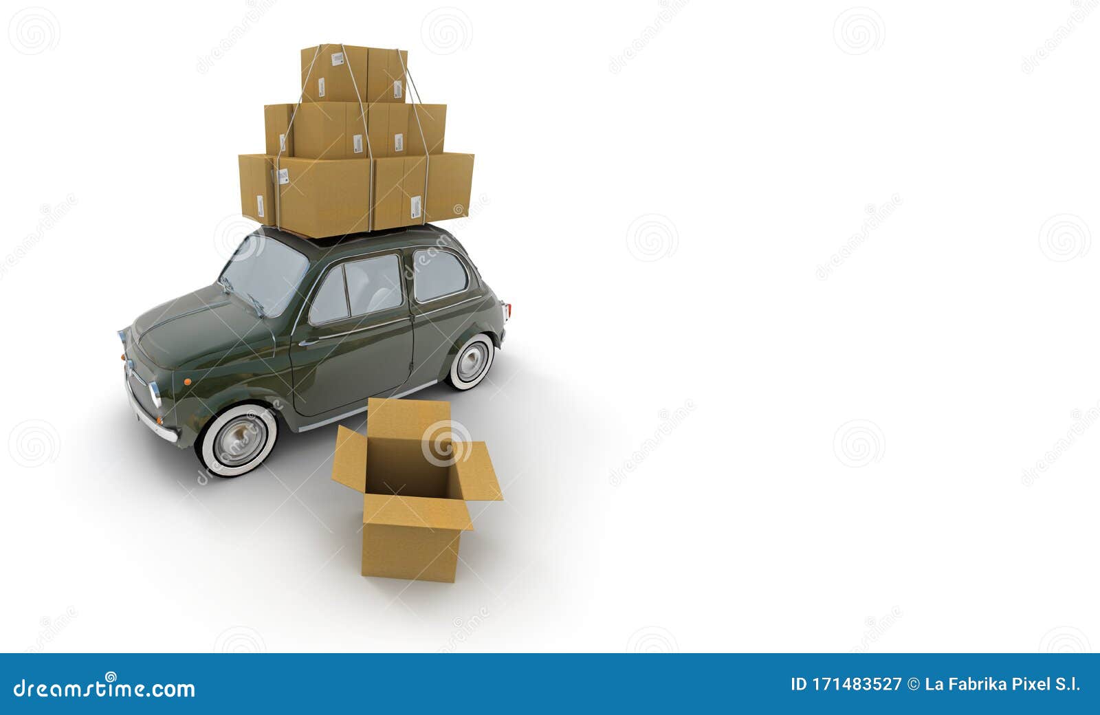 Big Boxes on Small Car Roof Stock Illustration - Illustration of ...