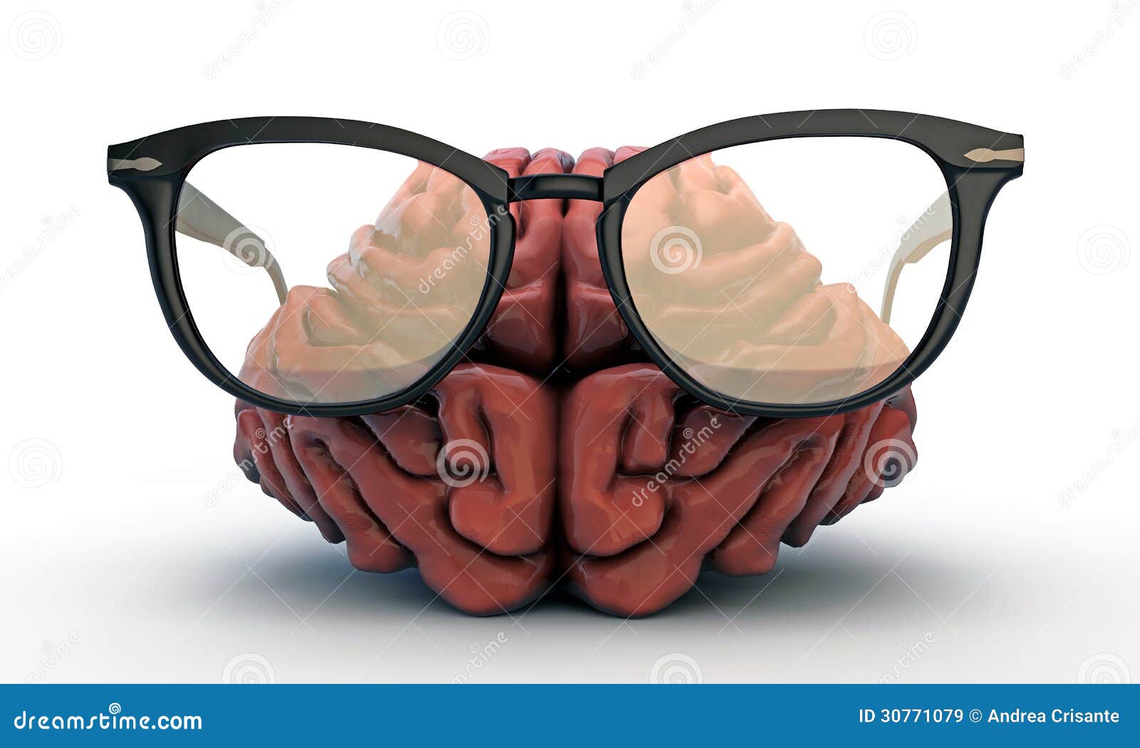 Big Brain with Black Glasses Stock Illustration - Illustration of brain ...