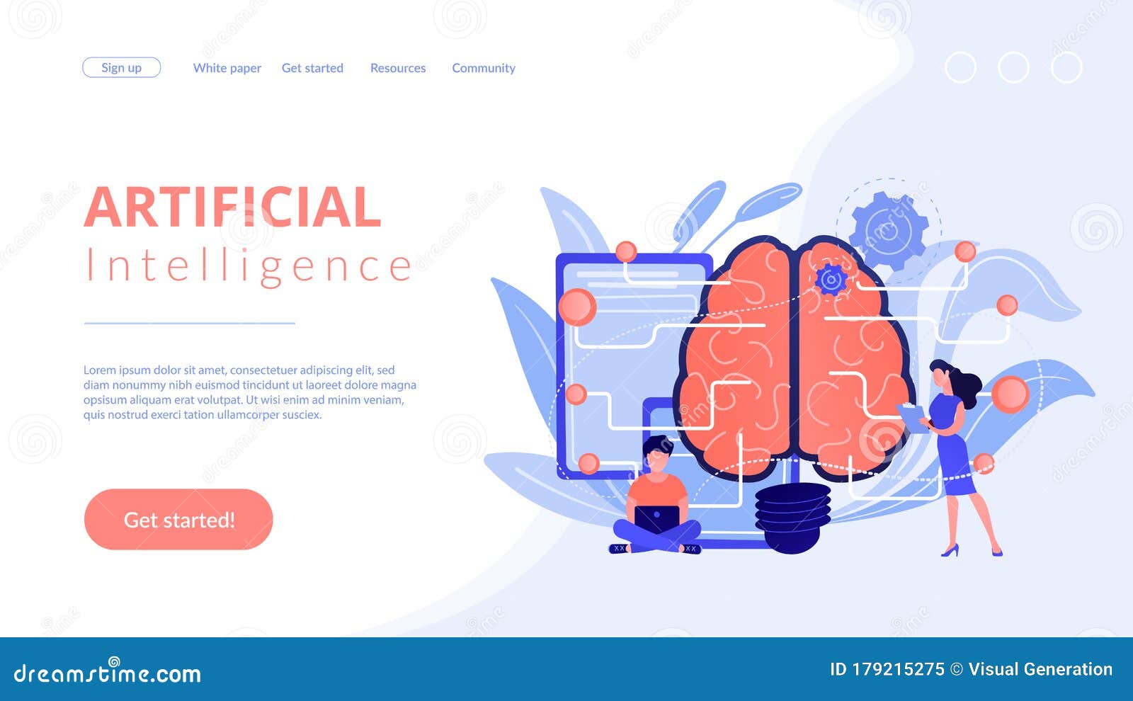 Artificial Intelligence Concept Landing Page. Stock Vector - Illustration of infographic, hero ...