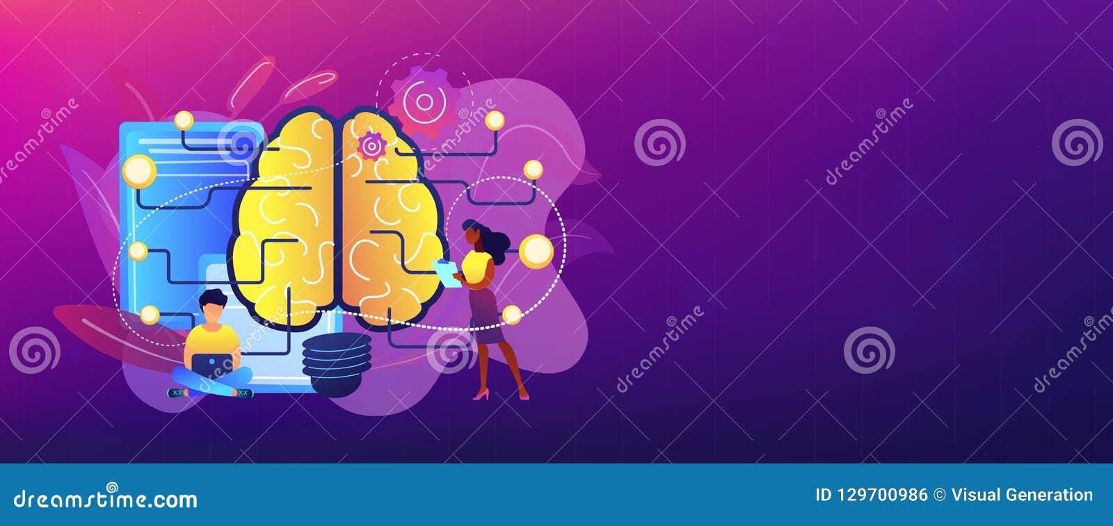 Artificial Intelligence Concept Banner Header. Stock Vector - Illustration of gradient, brain ...