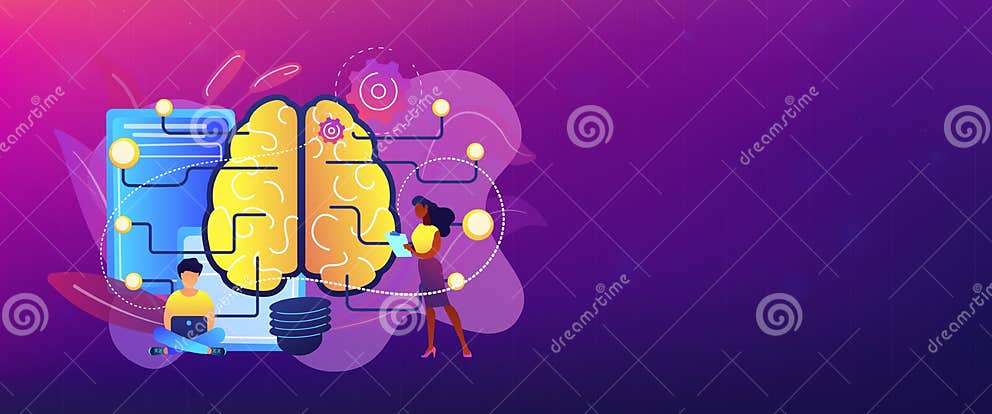 Artificial Intelligence Concept Banner Header. Stock Vector - Illustration of gradient, brain ...