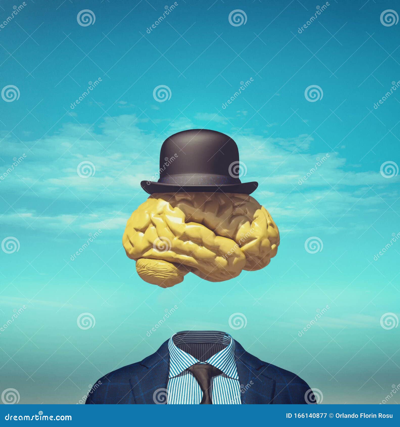 Headless Business Suit with a Brain and a Hat Above. Stock Illustration ...