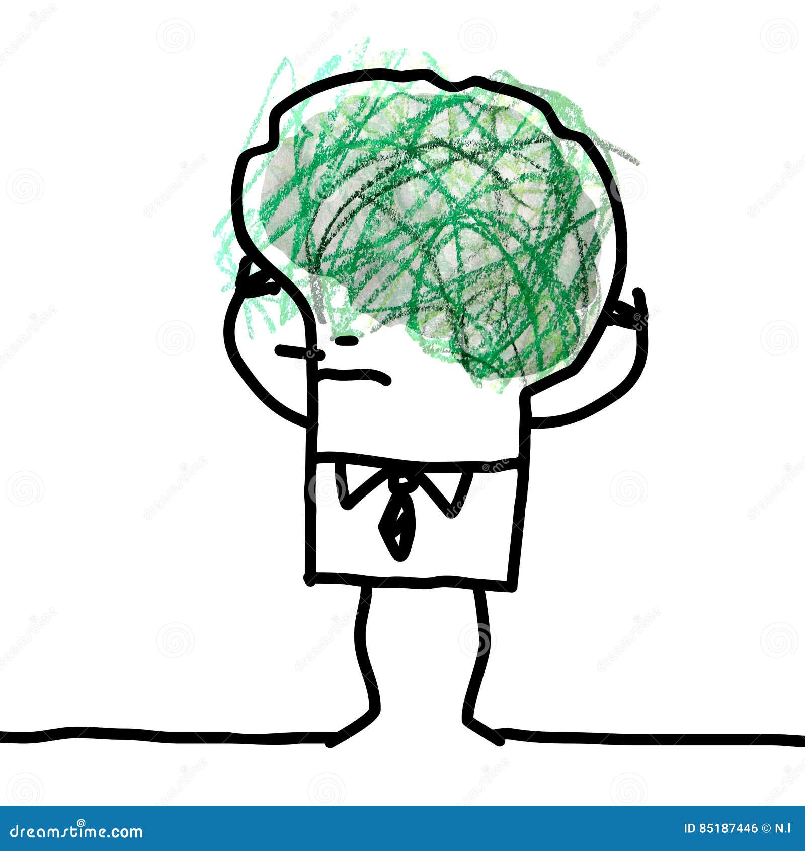 Big Brain Man & Confusion Vector Illustration | CartoonDealer.com #31969926