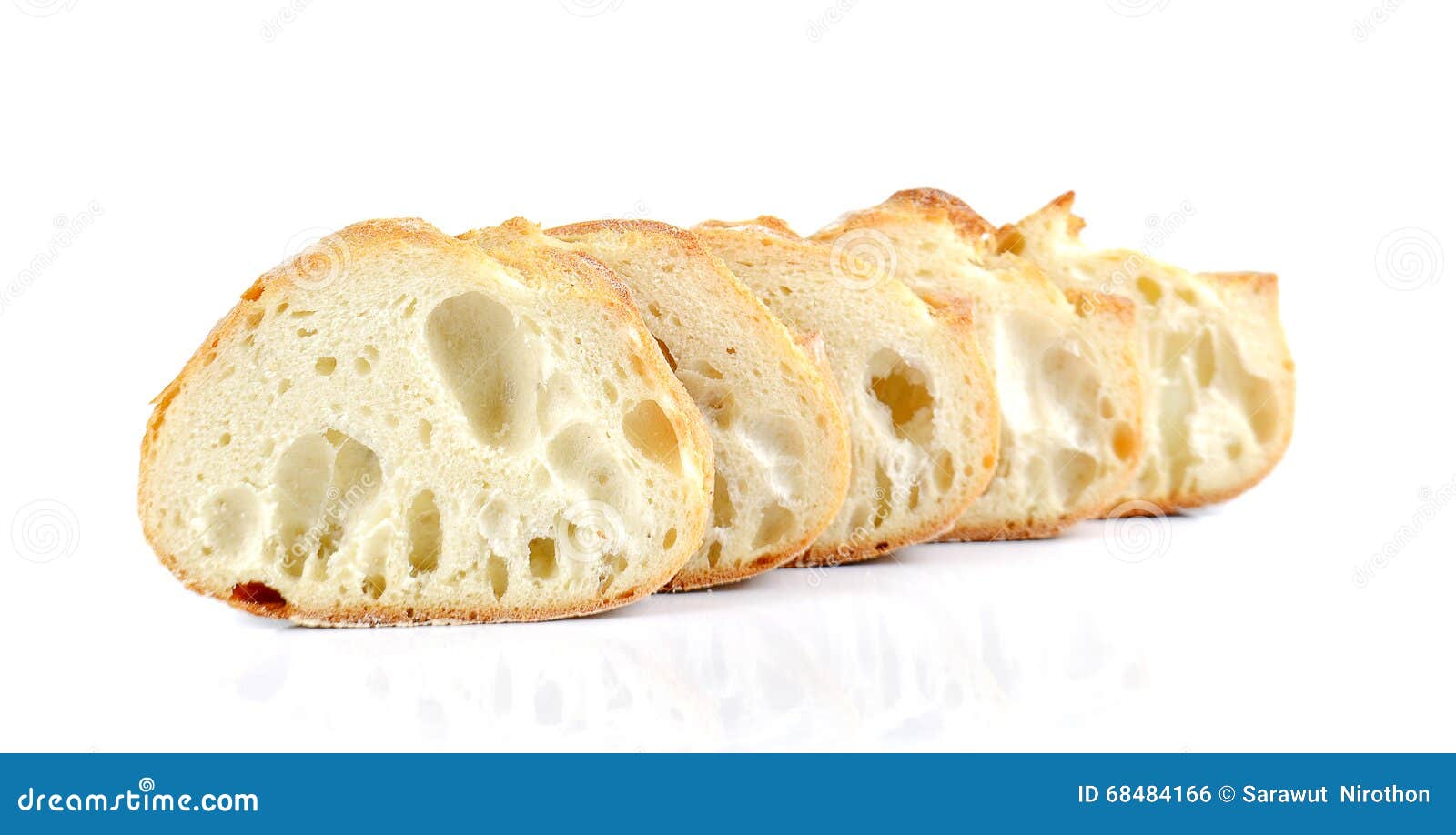 Big Bread Cut Pieces on White Background. Stock Photo - Image of sliced ...