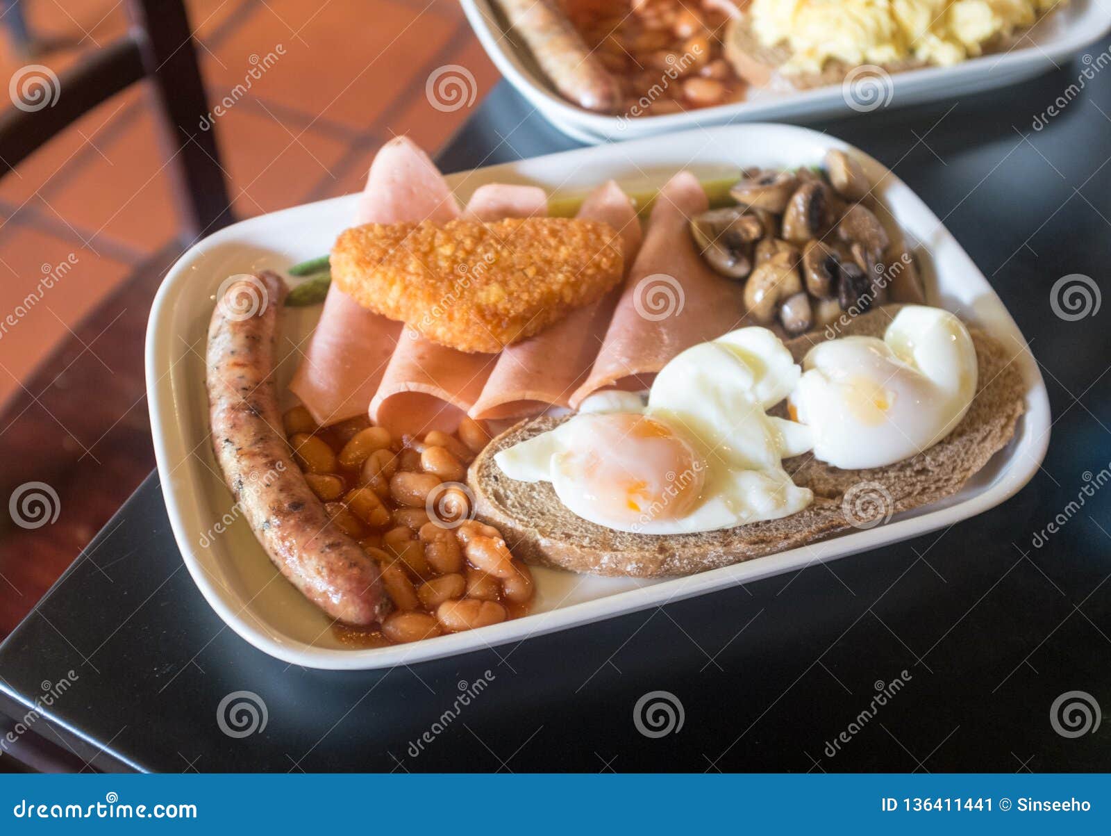Big breakfast stock image. Image of sausages, cafe, western - 136411441