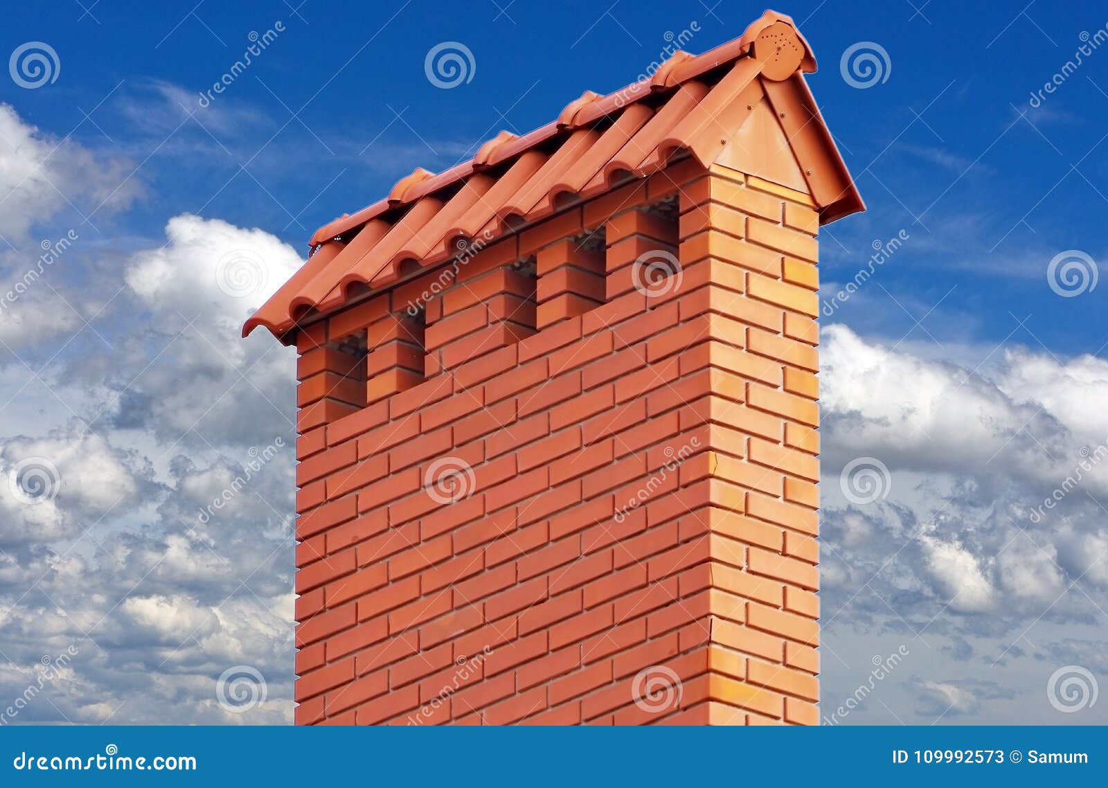 Big brick smokestack stock image. Image of tall, factory - 109992573
