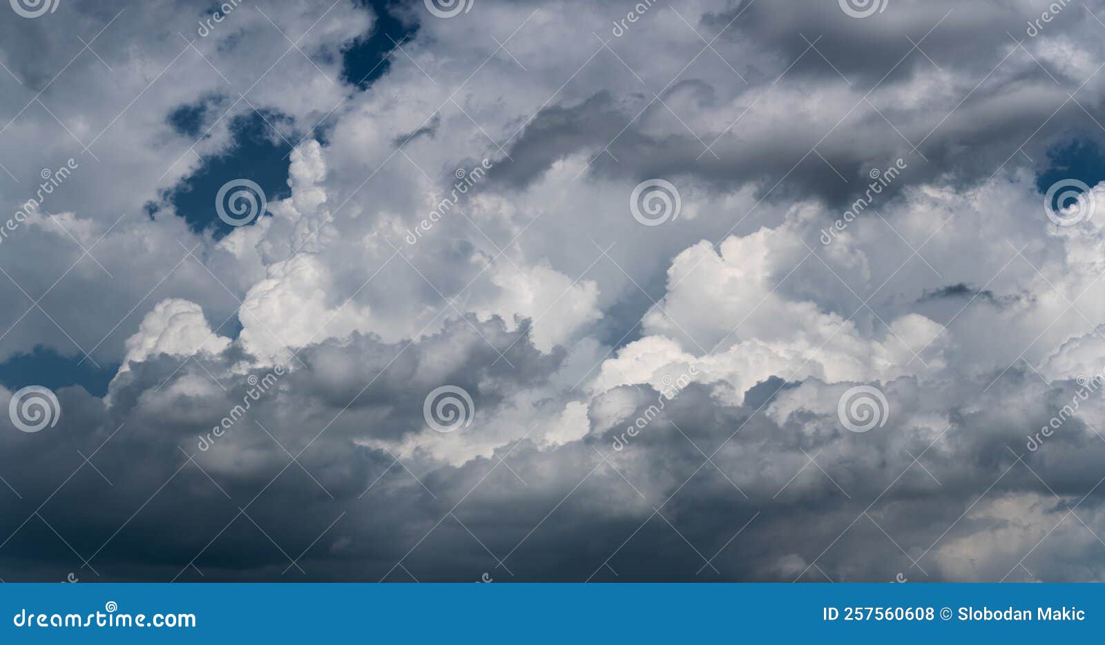 Big Bright Clouds Against Dark Blue Sky Stock Photo - Image of aerosol, storm: 257560608