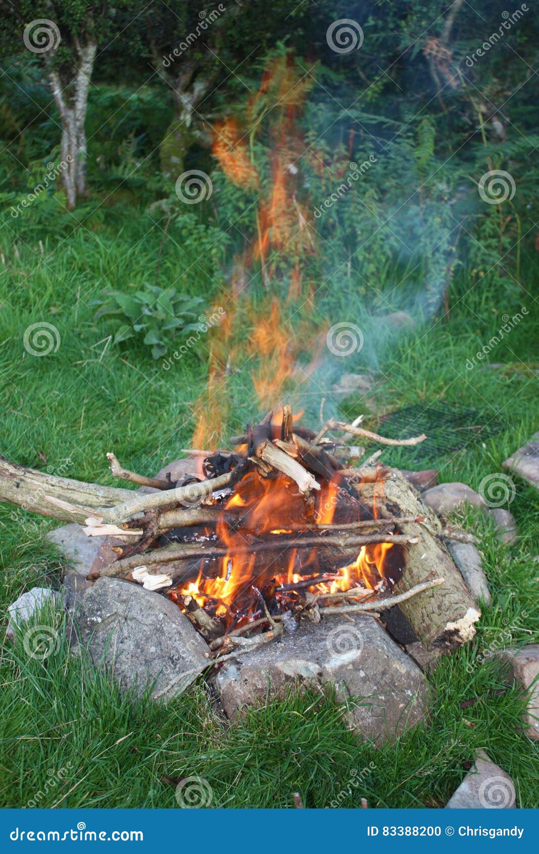 Big Bright Orange Flames in an Open Fire Stock Photo - Image of cooking ...
