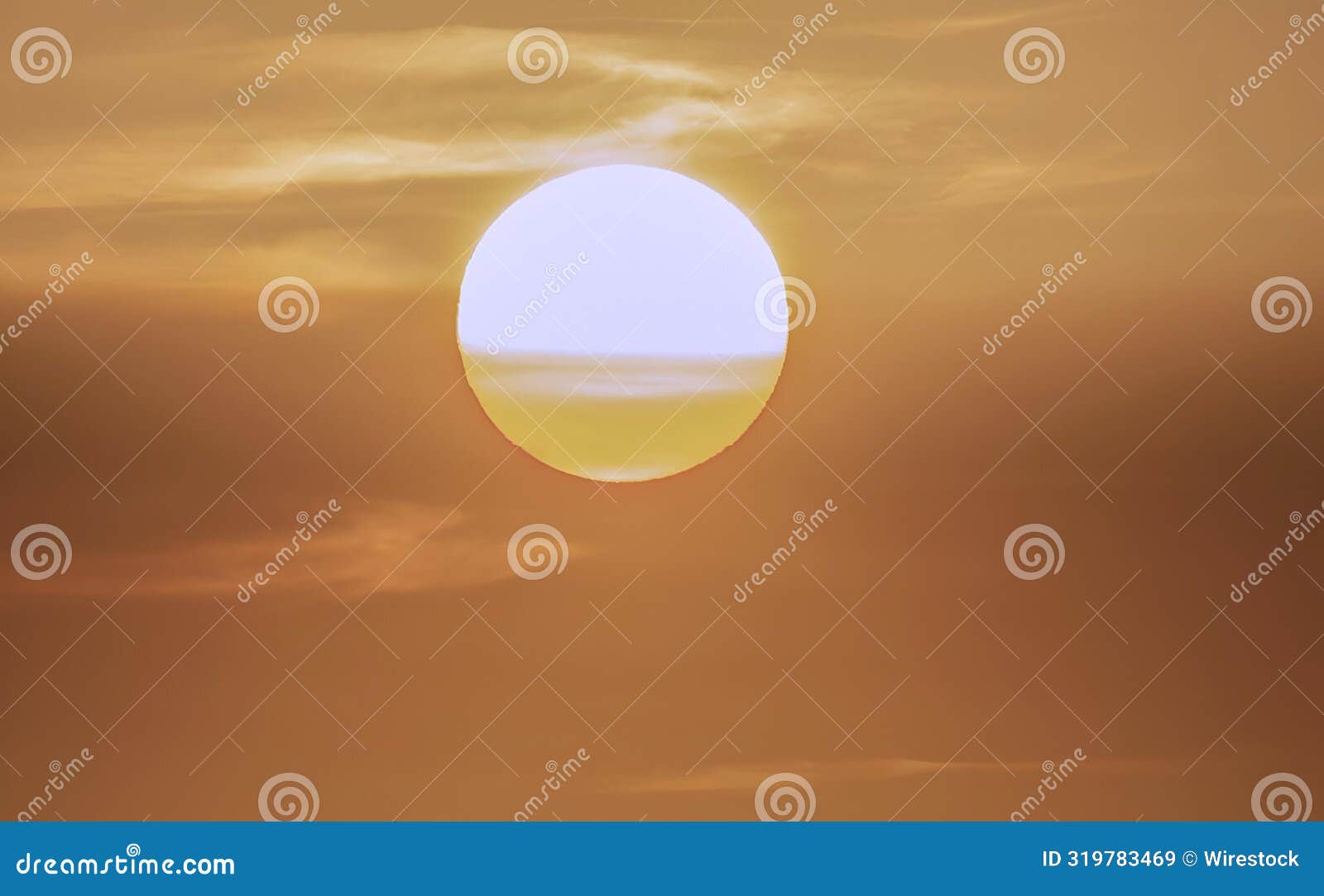 Big Bright Sun in the Sky with Gradient Colors and Foreground at Sunset ...