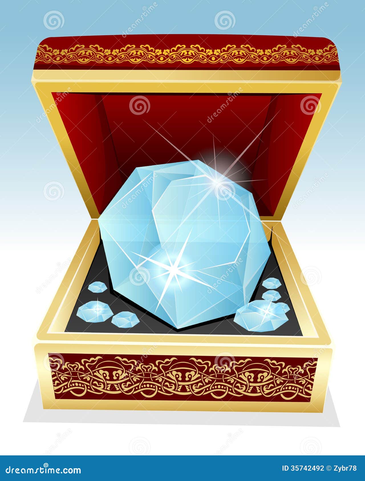 Big Brilliant Diamond in Gift Box Stock Vector - Illustration of ...