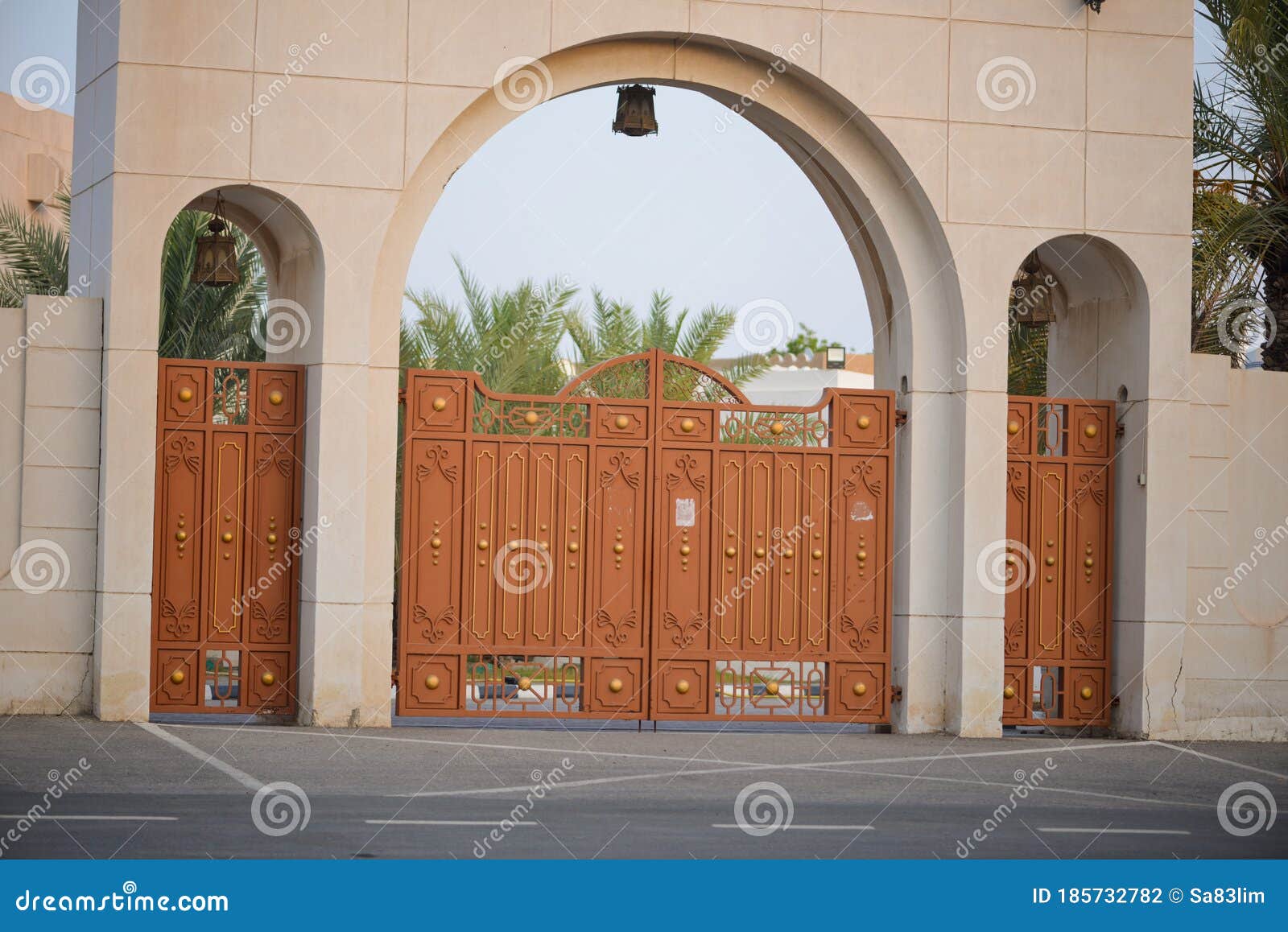 Big bronze house gate stock photo. Image of landscape - 185732782