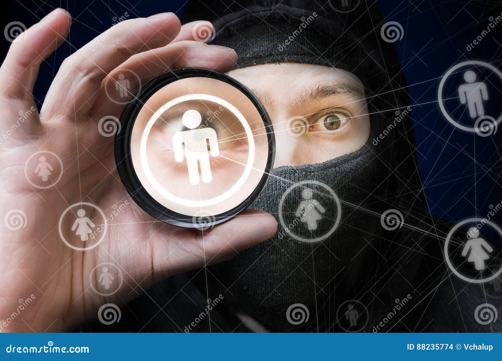 Big Brother and Social Networks Security Concept. Spy is Watching on ...