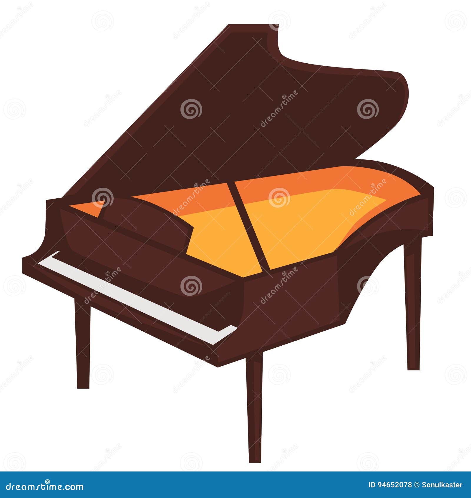 Big Brown Piano with Open Top Illustration Stock Vector - Illustration ...