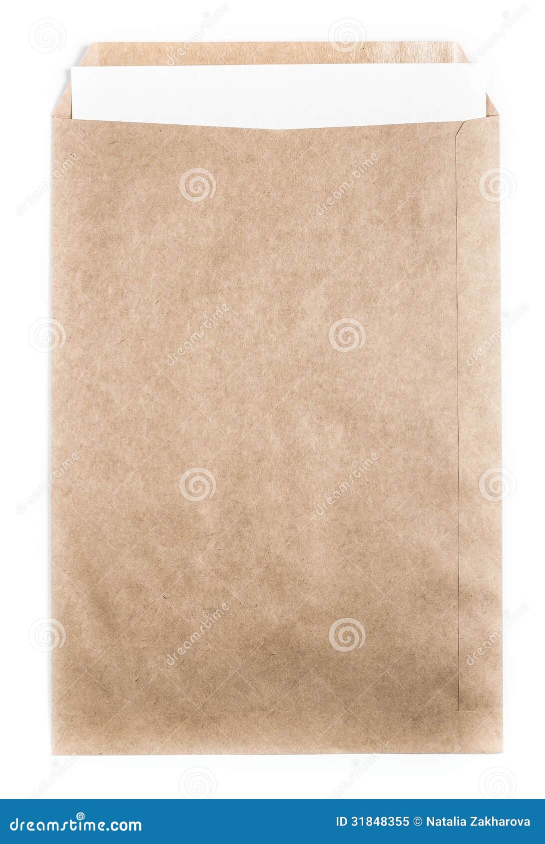 Big Brown Recycled Envelope Document with Paper Card on White B Stock ...