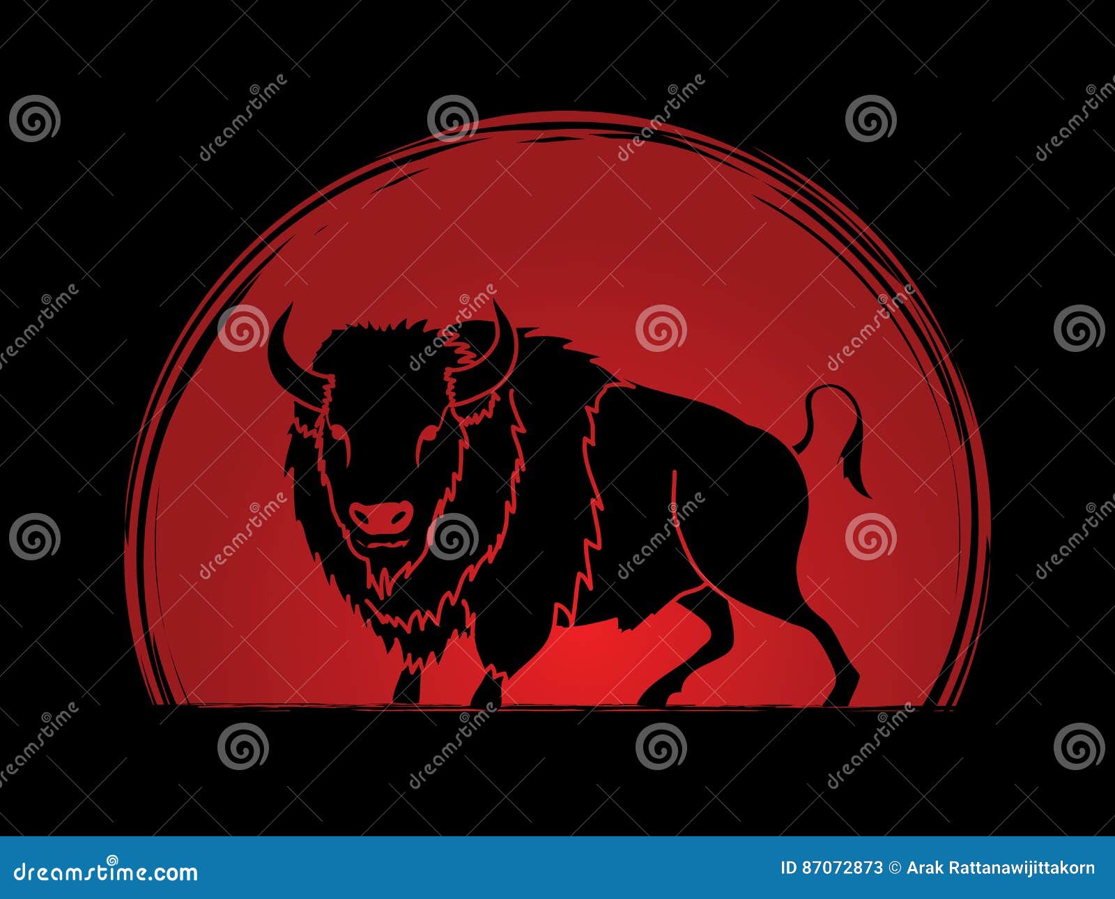 Big Buffalo standing stock vector. Illustration of graphic - 87072873