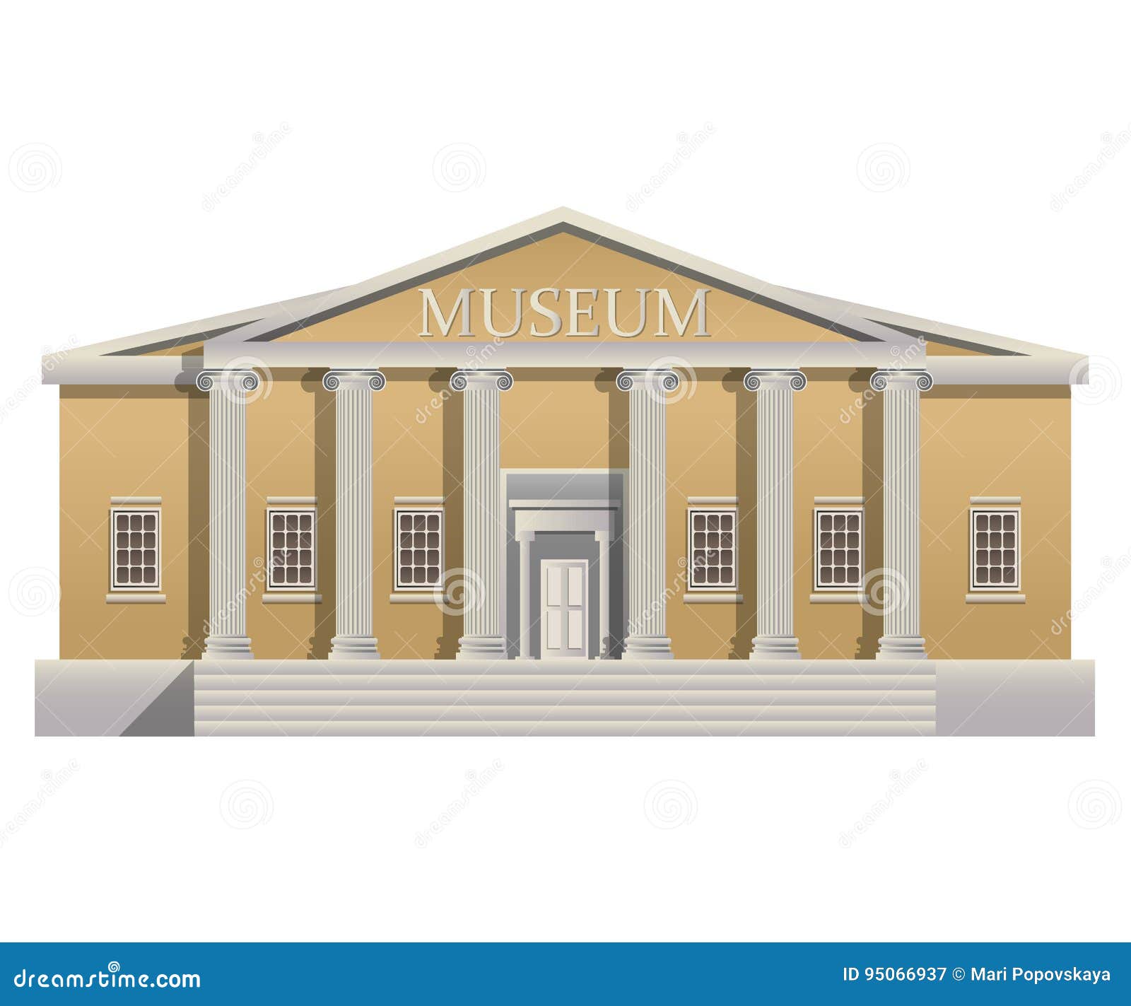 Big Building with Columns in Simple Cartoon Style Stock Vector ...