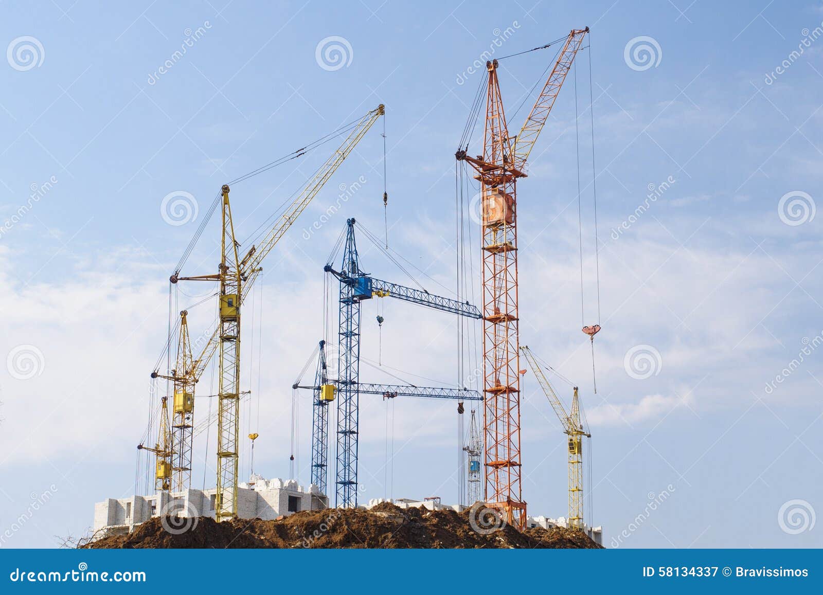 Big building with cranes stock image. Image of district - 58134337
