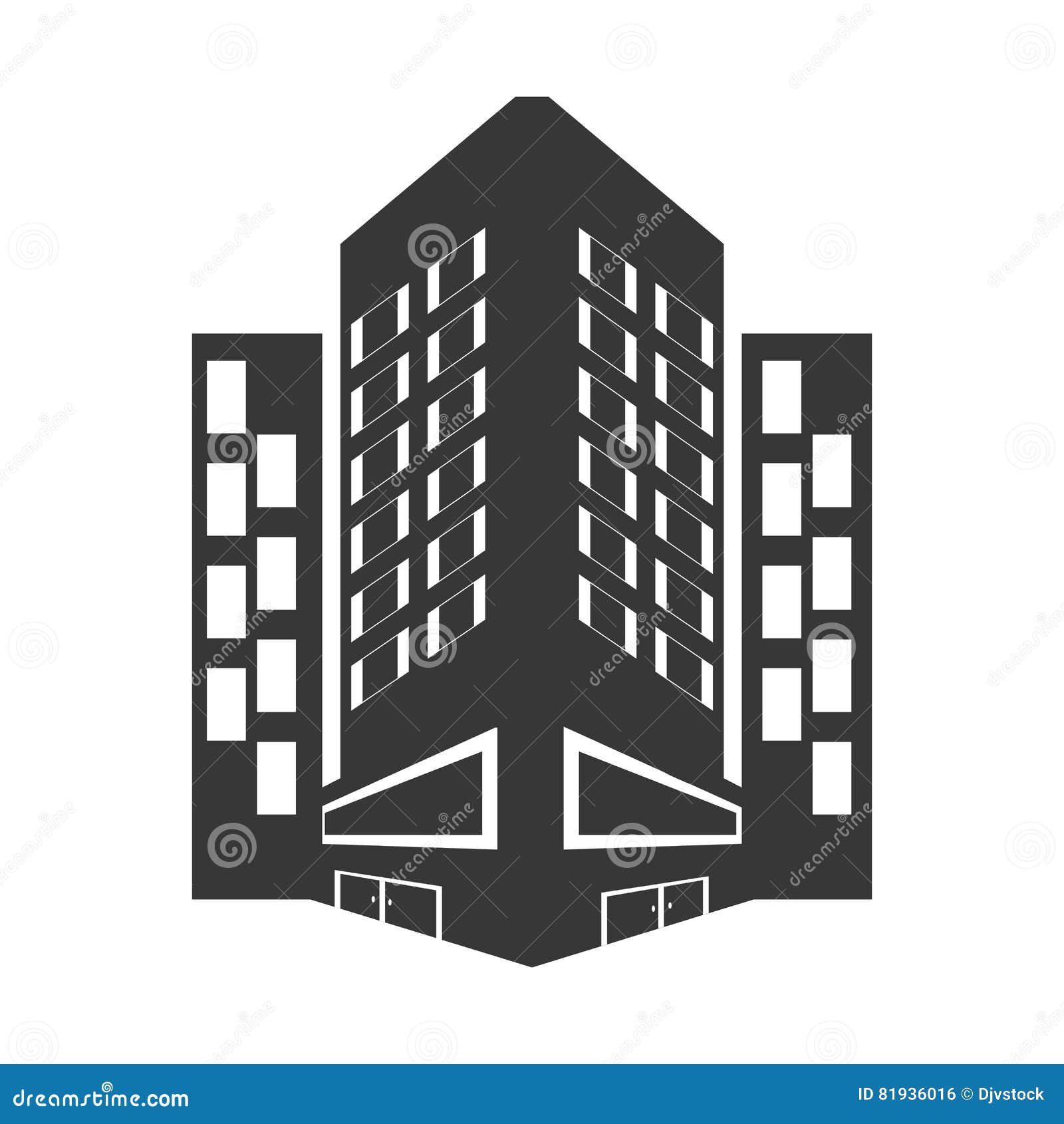 Big building style icon stock vector. Illustration of symbol - 81936016