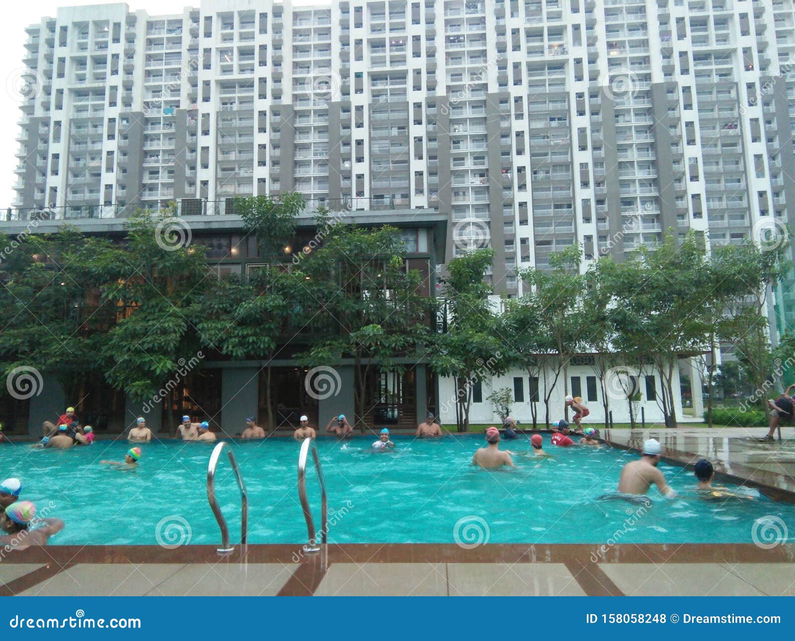 Big Buildings and Swimming Pool Editorial Stock Photo - Image of ...