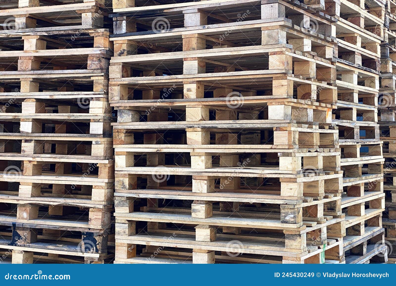 Big Bunch of Used Wooden Cargo Pallets Stock Image - Image of store ...