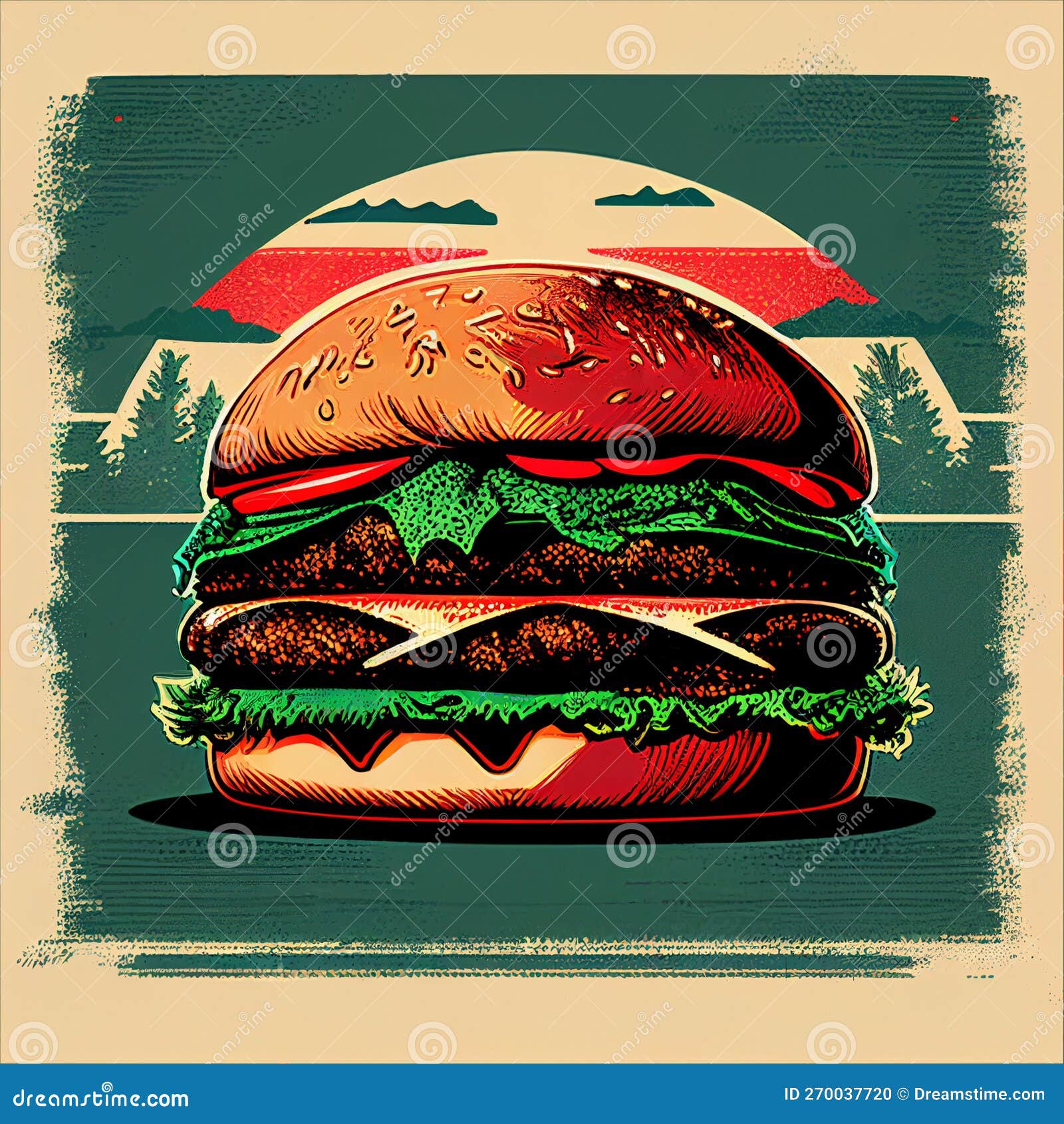 Hamburger Illustration In Minimal Style | CartoonDealer.com #262511892