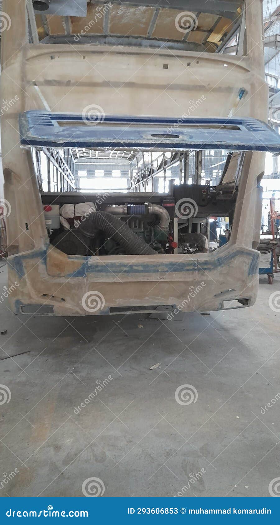 Big Bus Frame Body Installation Process Stock Image - Image of ...