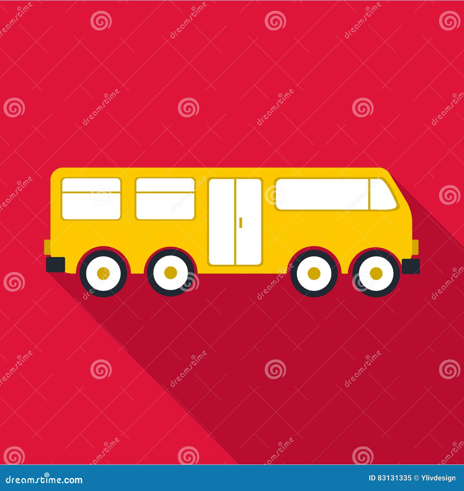 Big bus icon, flat style stock vector. Illustration of yellow - 83131335
